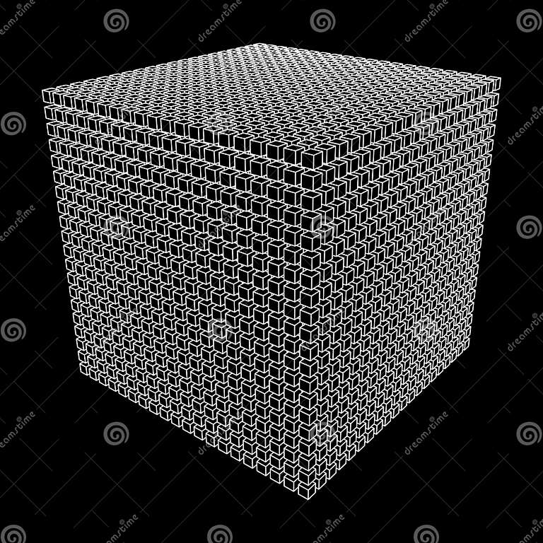 Wireframe Mesh Cube. stock vector. Illustration of particle - 100456242