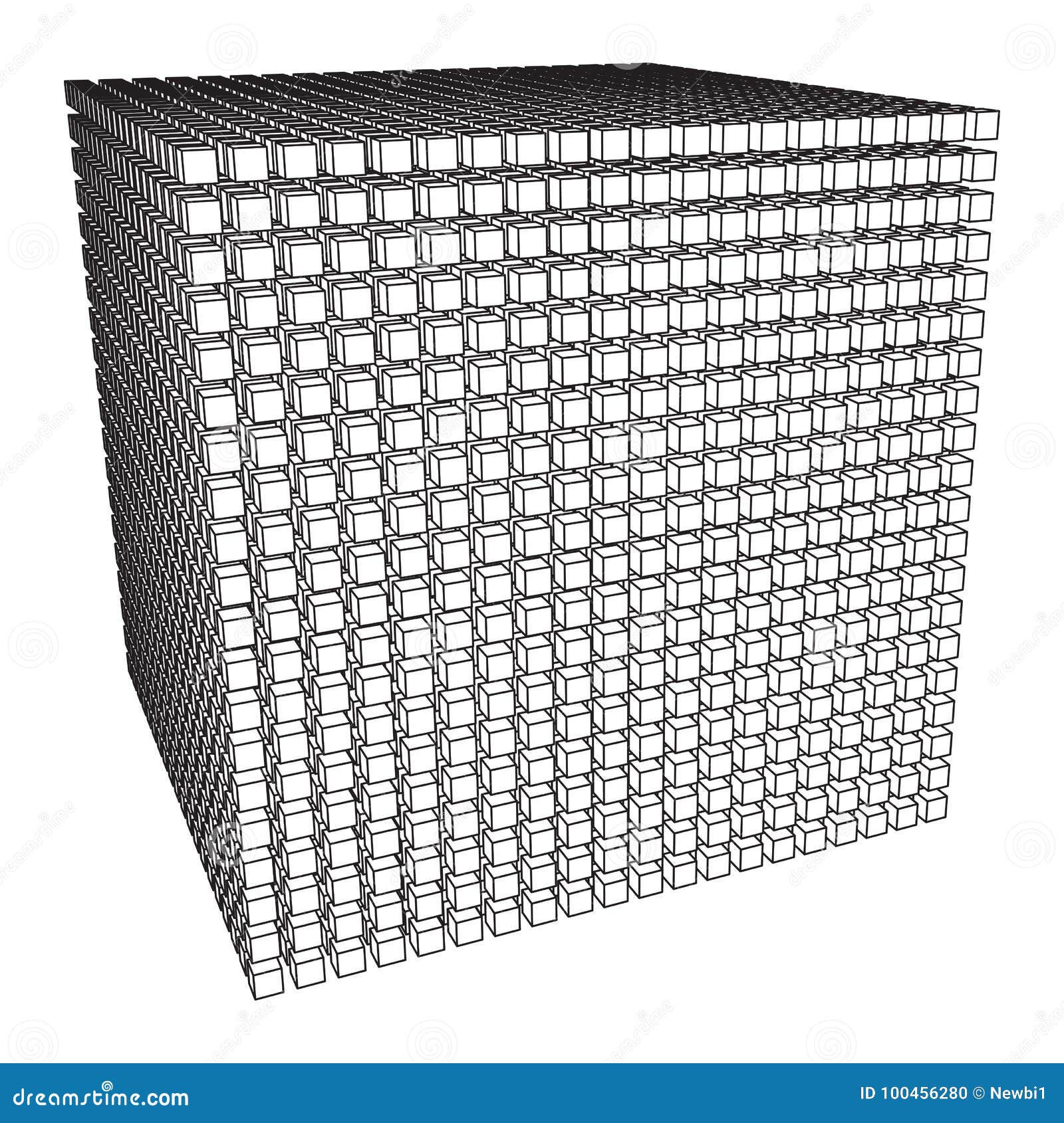 Wireframe Mesh Cube. stock vector. Illustration of frame - 100456280