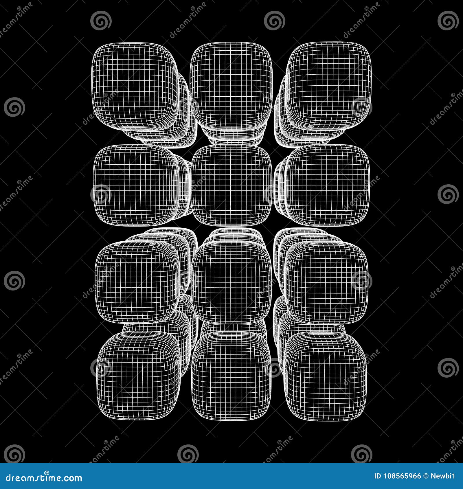 Wireframe Mesh Cube. stock vector. Illustration of model - 108565966