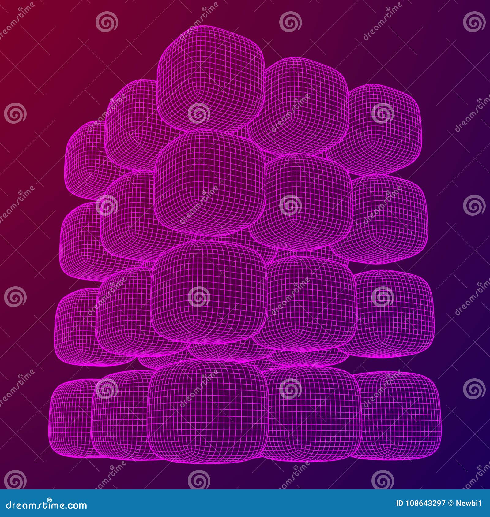 Wireframe Mesh Cube. stock vector. Illustration of model - 108643297