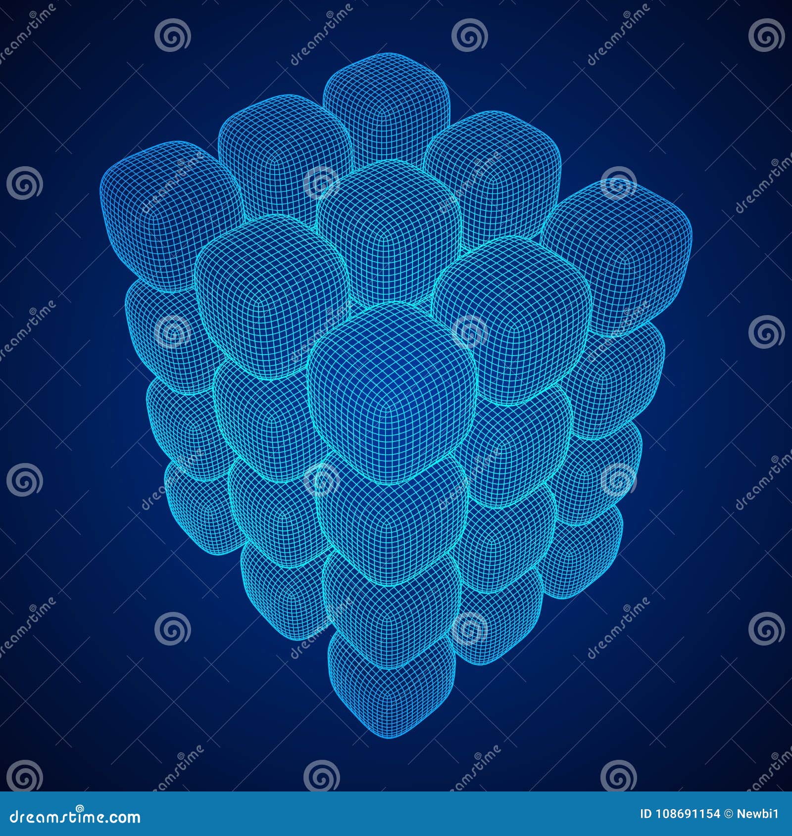 Wireframe Mesh Cube. stock vector. Illustration of element - 108691154