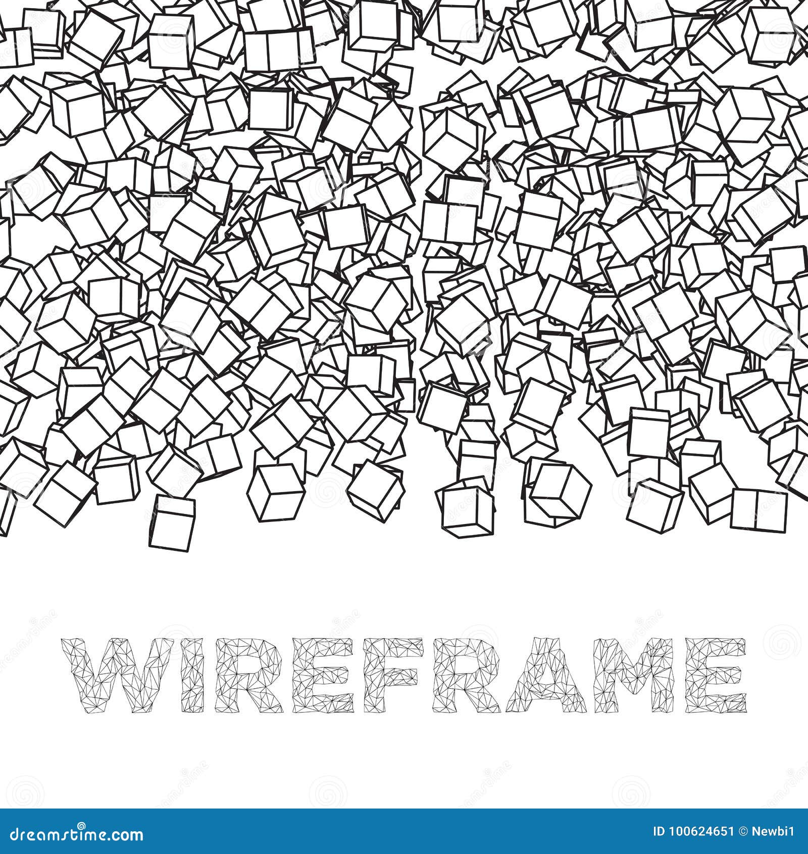 Wireframe Mesh Cube. stock vector. Illustration of parallelepiped ...
