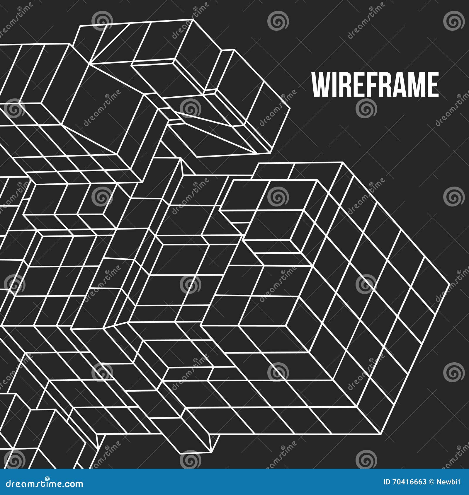 Wireframe Mesh Cubes Element. Stock Vector - Illustration of atom ...