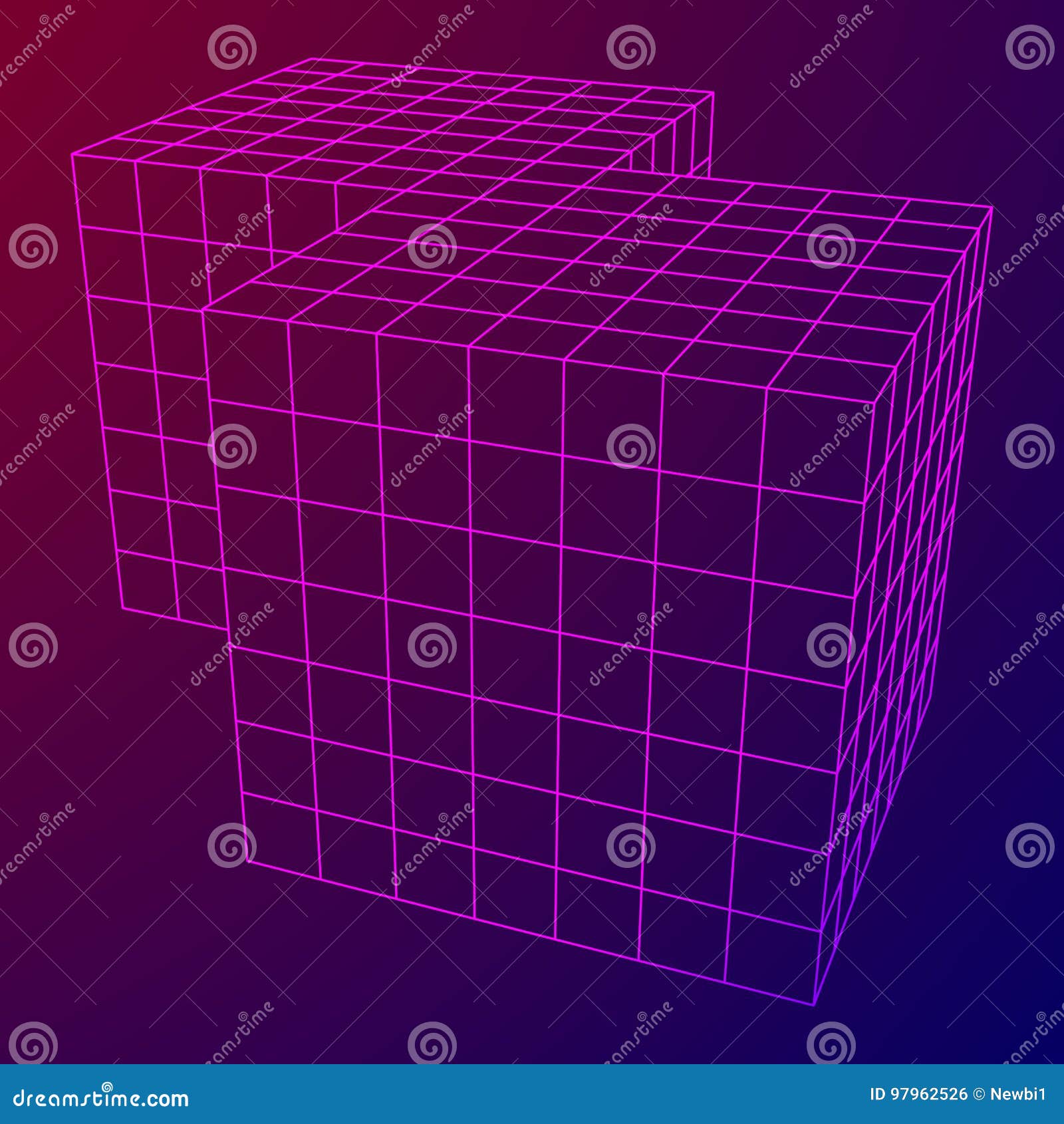 Wireframe Mesh Doubled Box stock vector. Illustration of construction ...