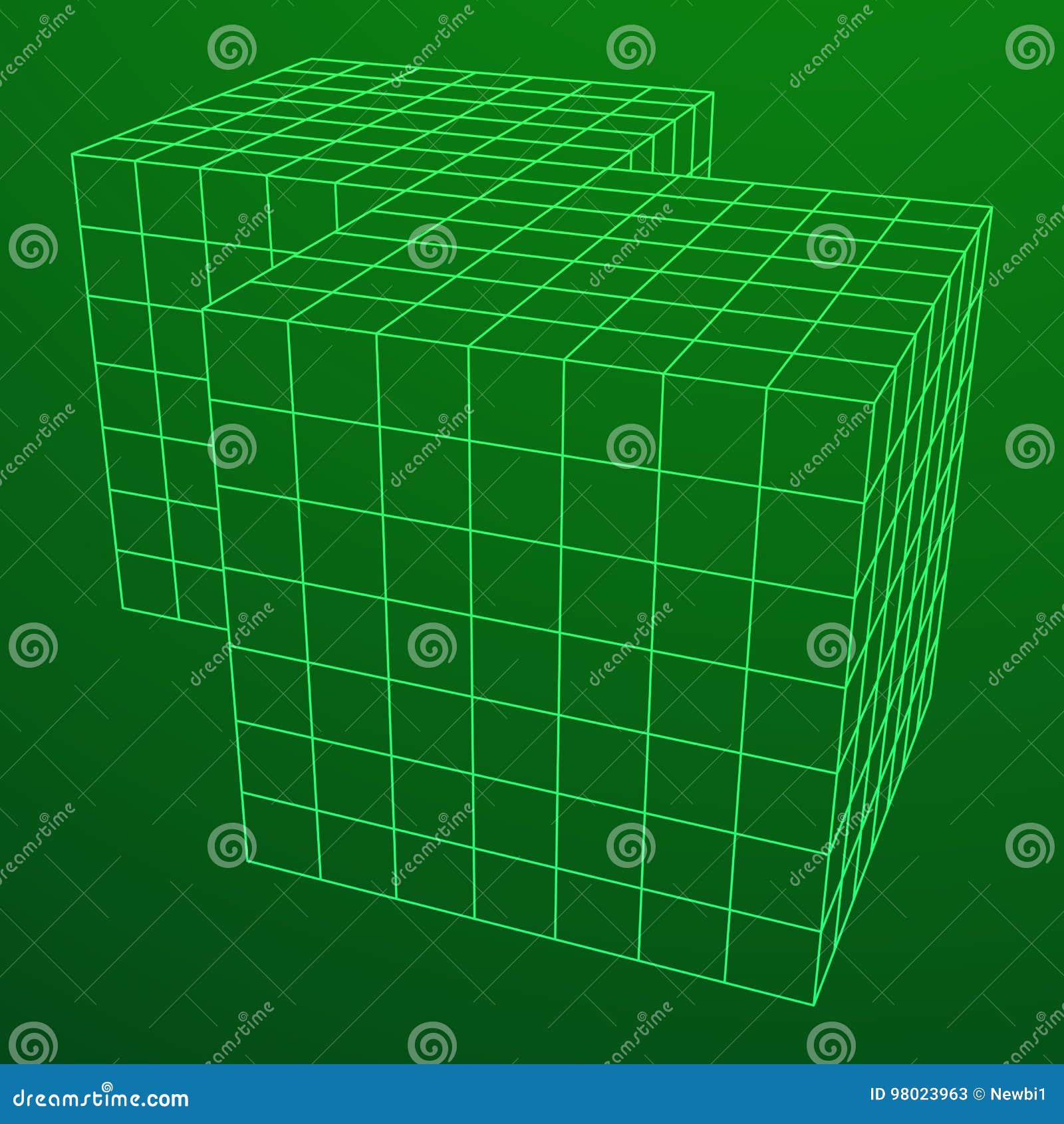 Wireframe Mesh Doubled Box Stock Vector Illustration Of Line 98023963