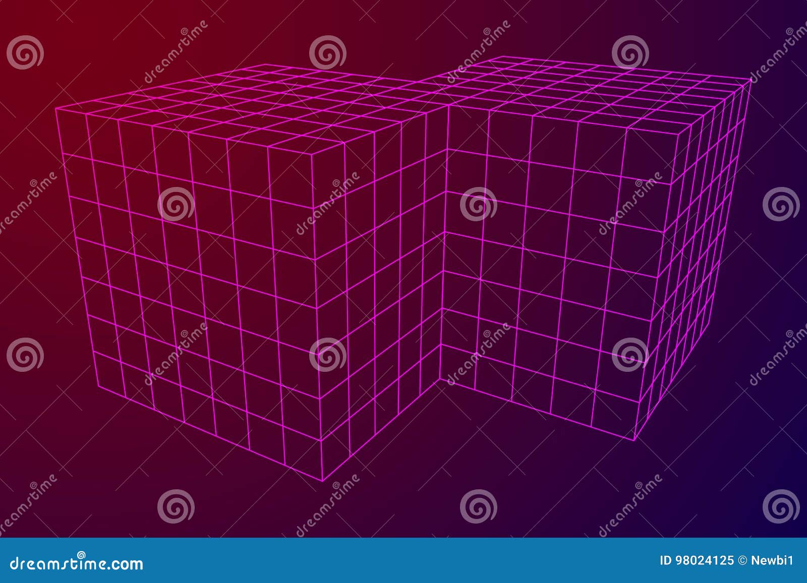 Wireframe Mesh Doubled Box Cartoon Vector | CartoonDealer.com #98024125