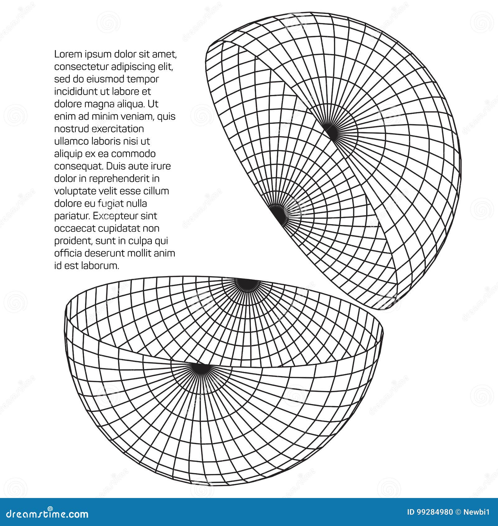 Wireframe Mesh Hemisphere stock vector. Illustration of border - 99284980