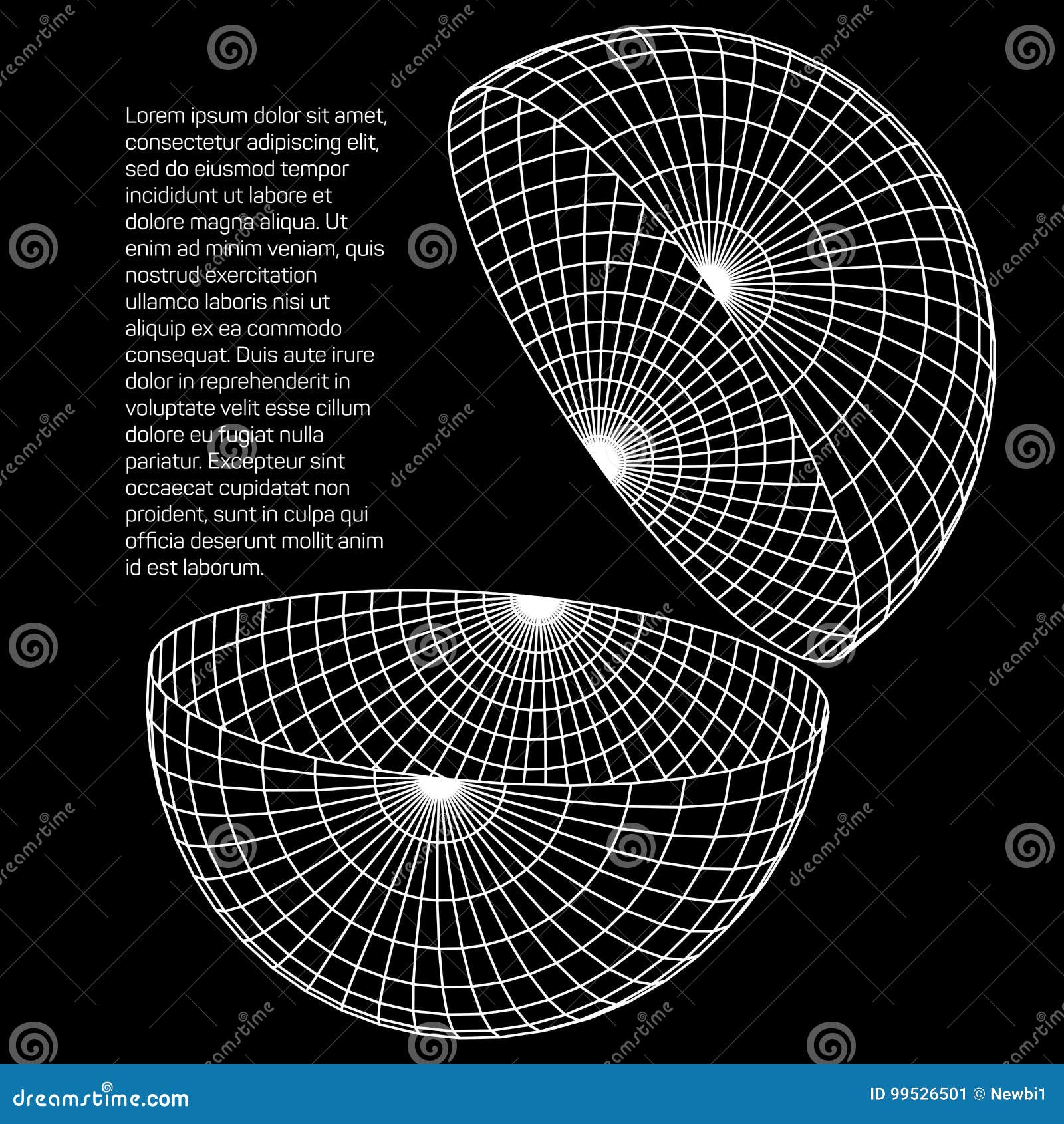 Wireframe Mesh Hemisphere stock vector. Illustration of atom - 99526501