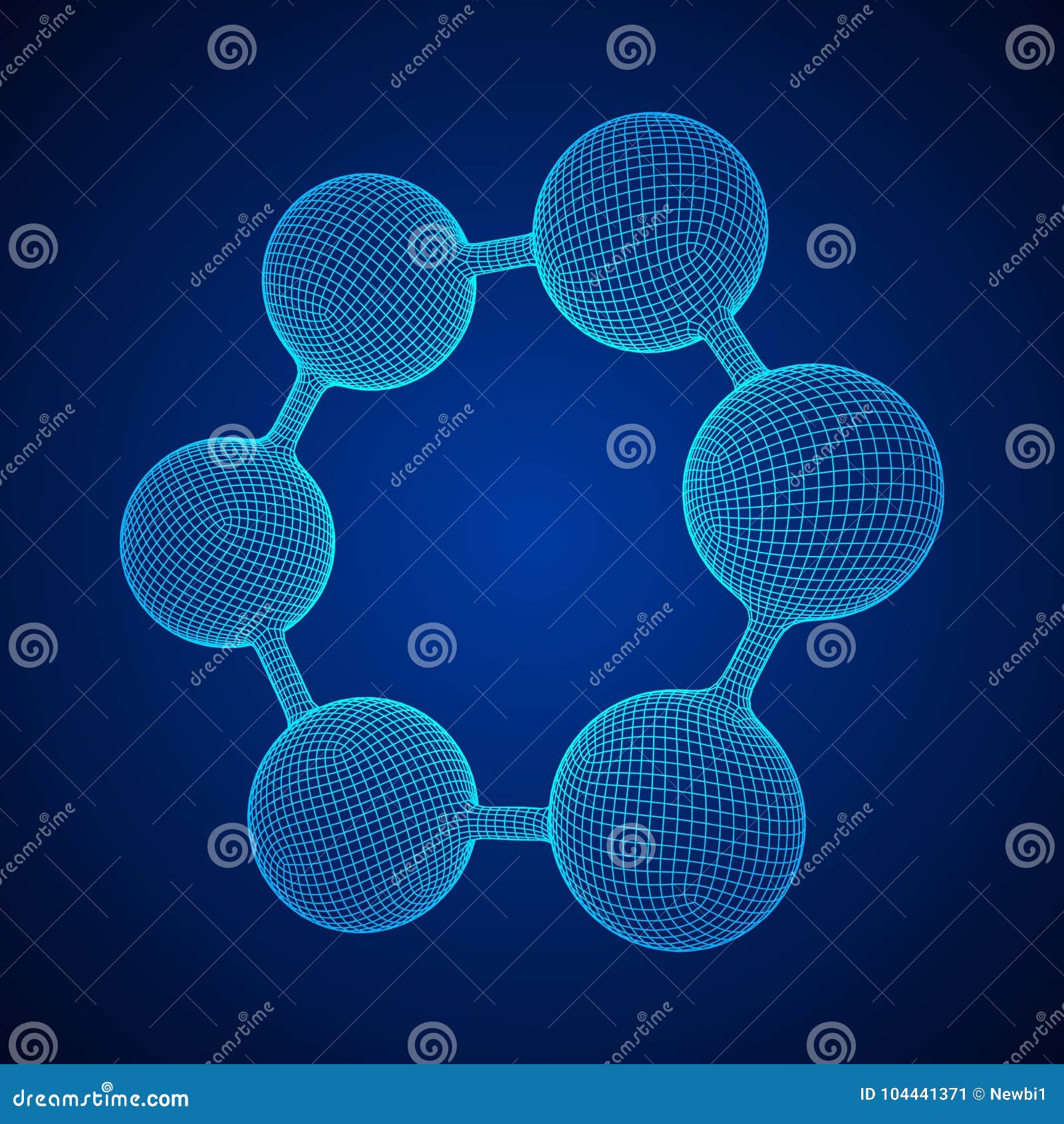 Wireframe Mesh Hexagon Molecule Illustration de Vecteur - Illustration ...