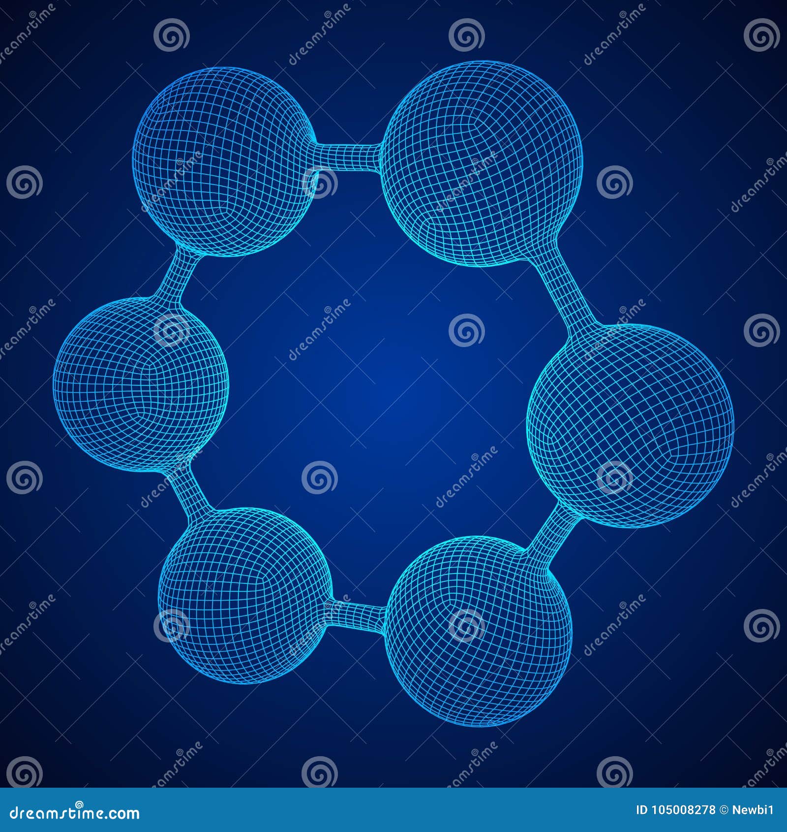 Wireframe Mesh Hexagon Molecule Illustration de Vecteur - Illustration ...