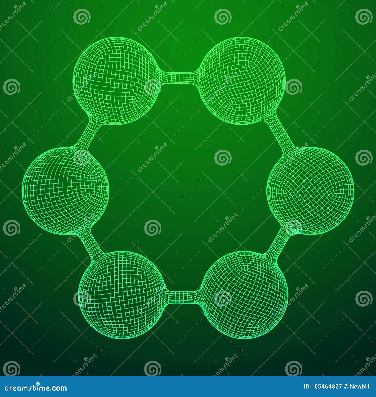 Wireframe Mesh Hexagon Molecule Vector Illustratie - Illustration of ...