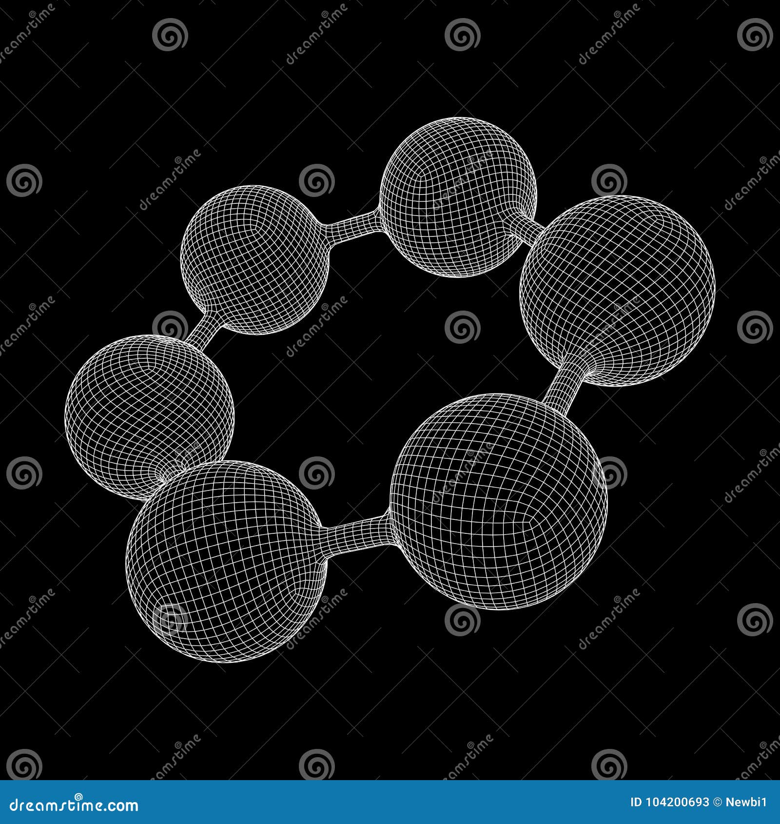 Wireframe Mesh Hexagon Molecule Stock Vector - Illustration of molecule ...