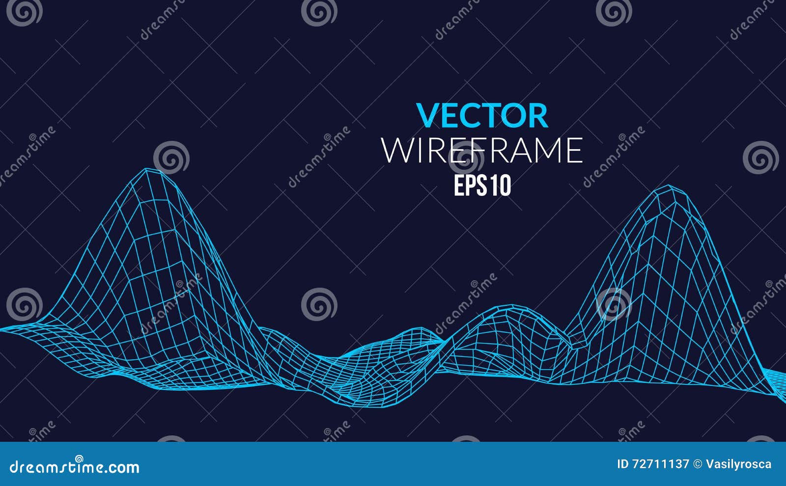 Wireframe Mesh Landscape Background. Futuristic Landscape with Line ...