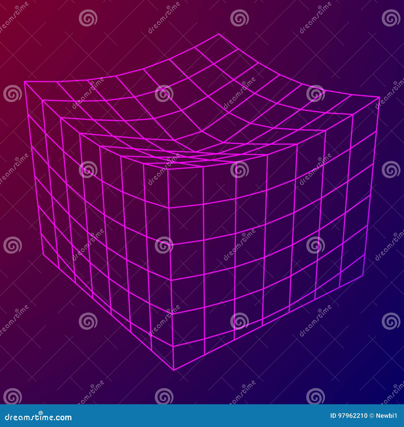 Wireframe Mesh Melt Box illustration de vecteur. Illustration du atome ...