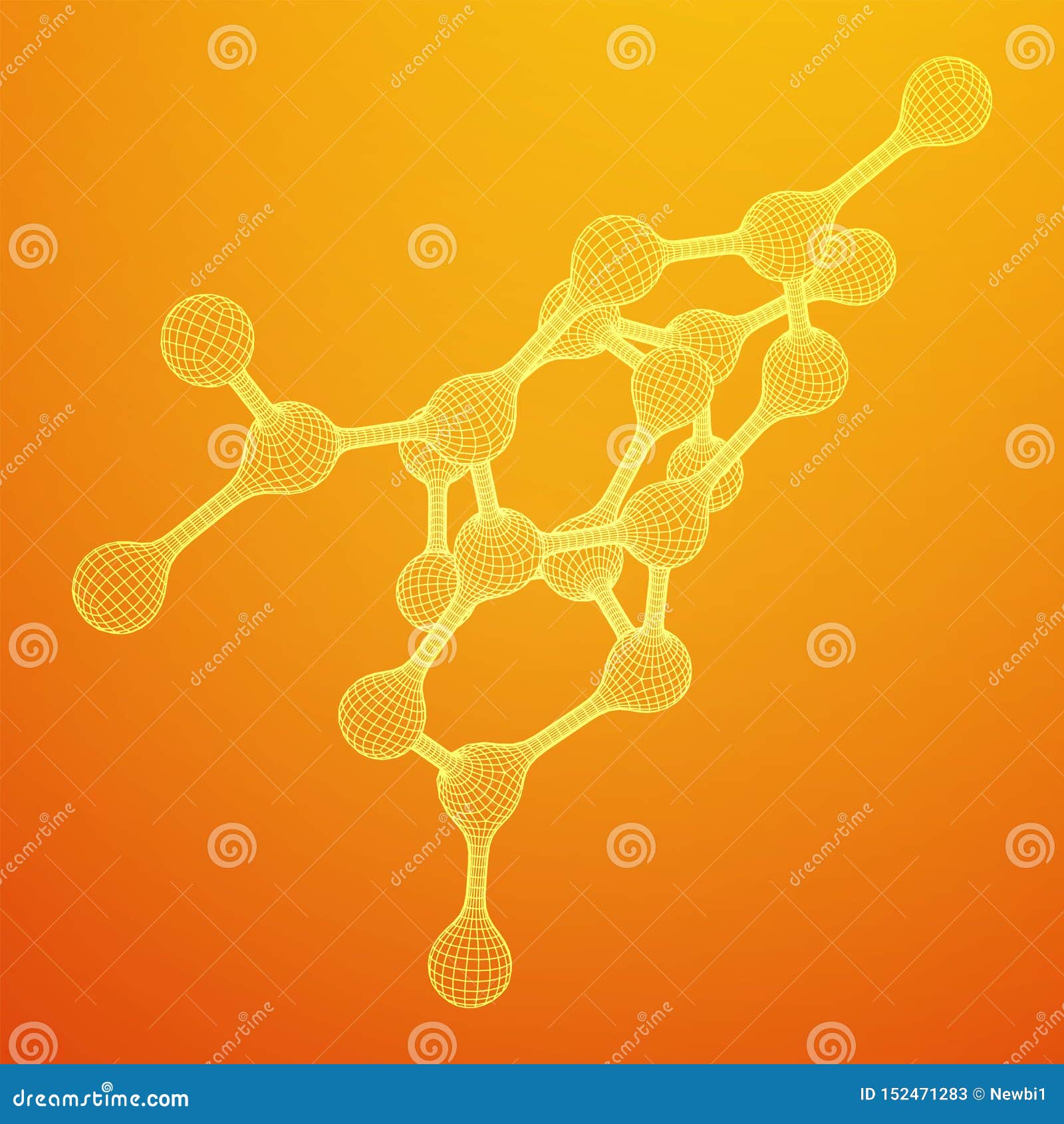 Wireframe Mesh Molecule. Connection Structure Stock Vector ...