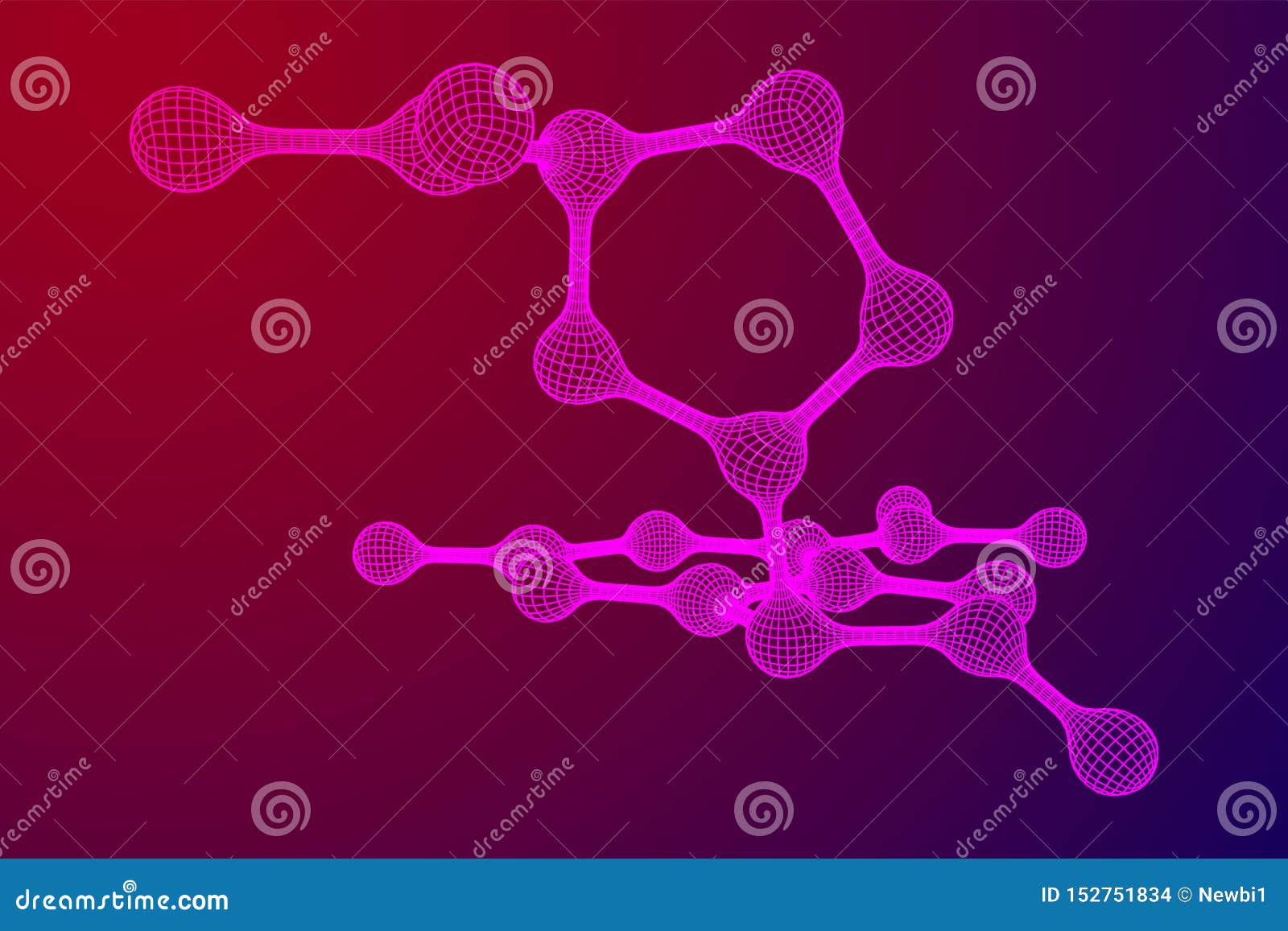 Wireframe Mesh Molecule. Connection Structure Stock Vector ...