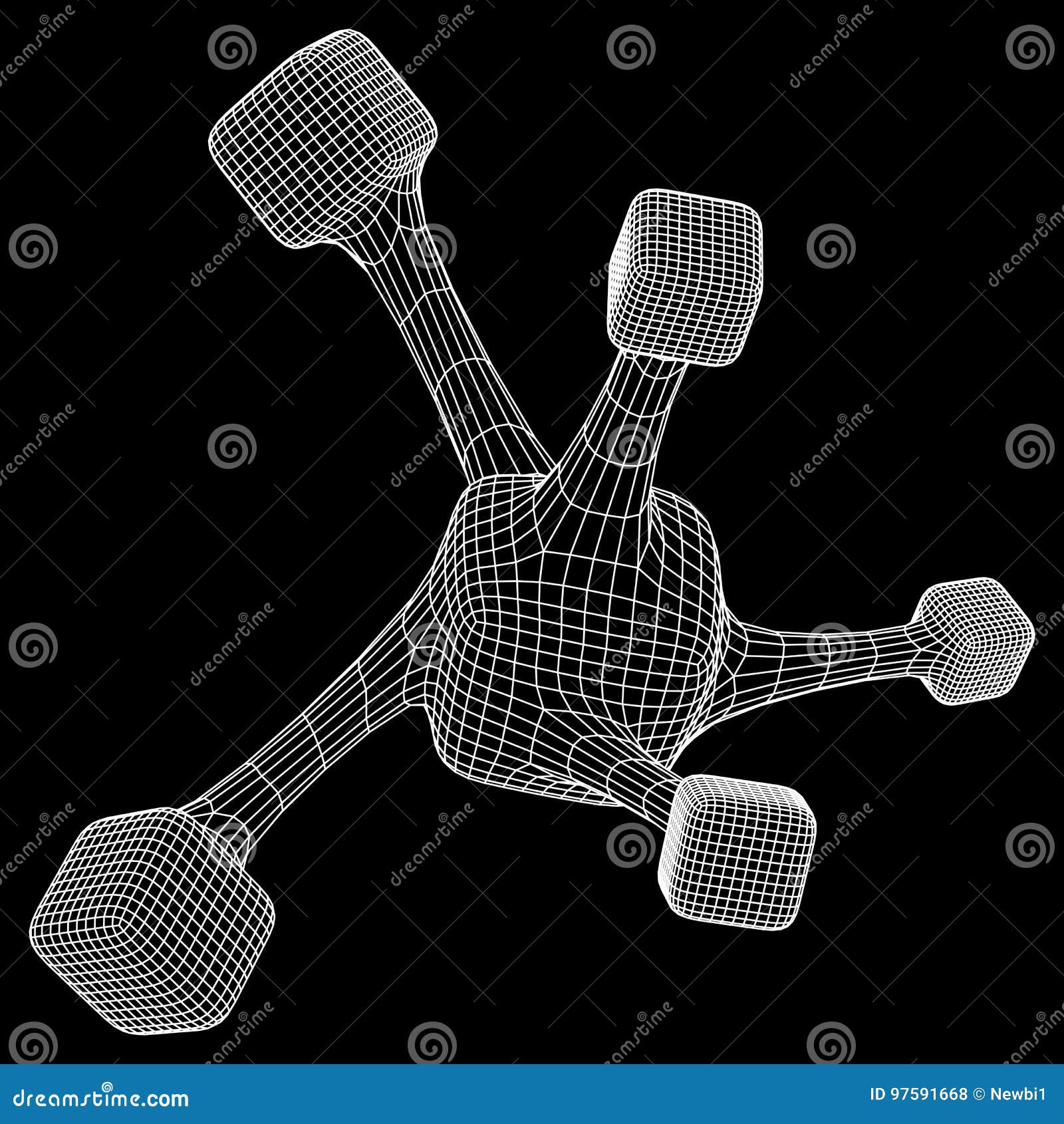 Wireframe Mesh Molecule stock vector. Illustration of biology - 97591668