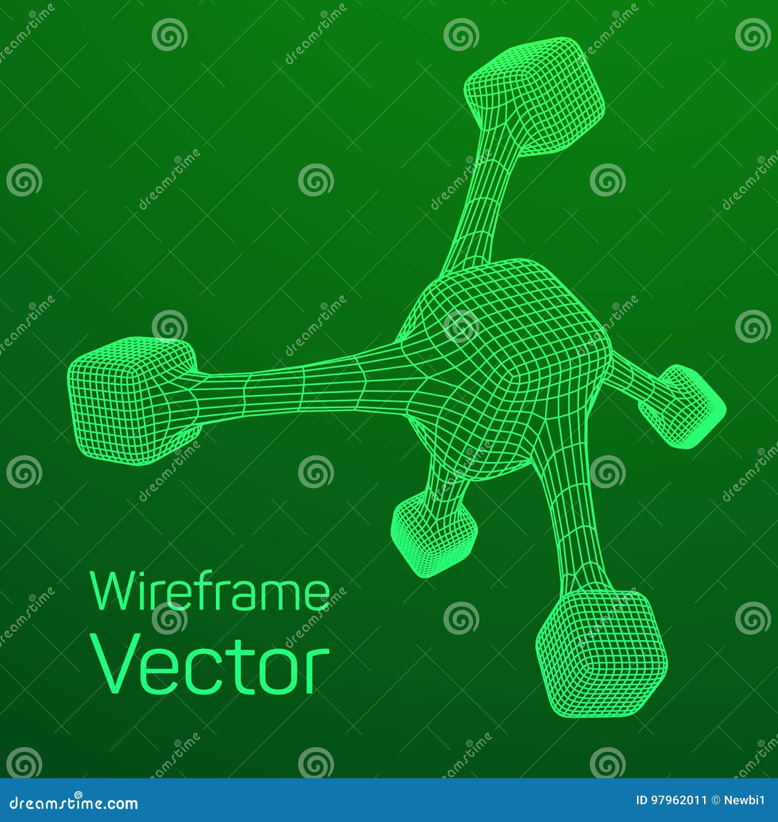 Wireframe Mesh Molecule stock vector. Illustration of digital - 97962011