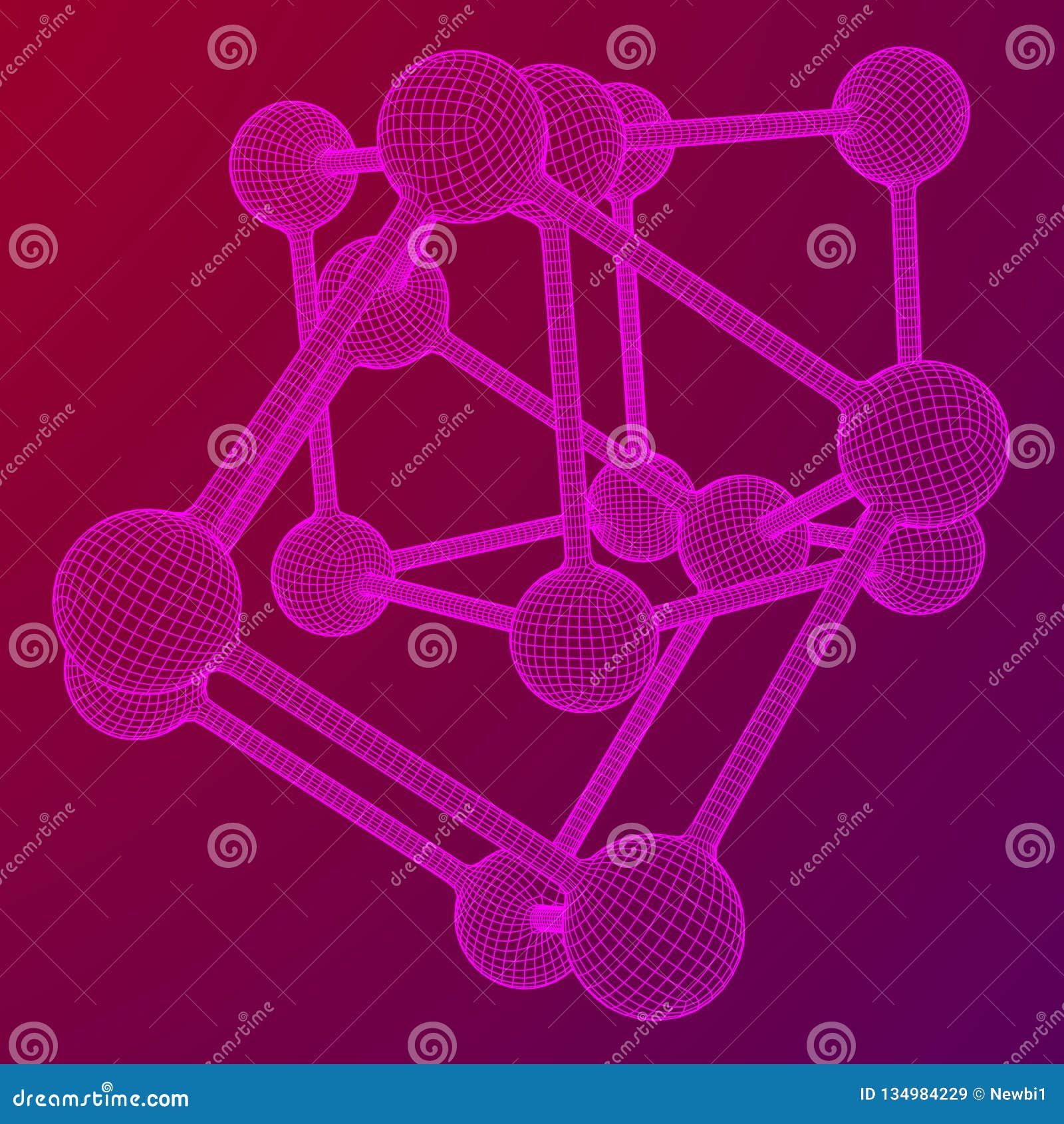 Wireframe Mesh Molecule stock vector. Illustration of chemistry - 134984229