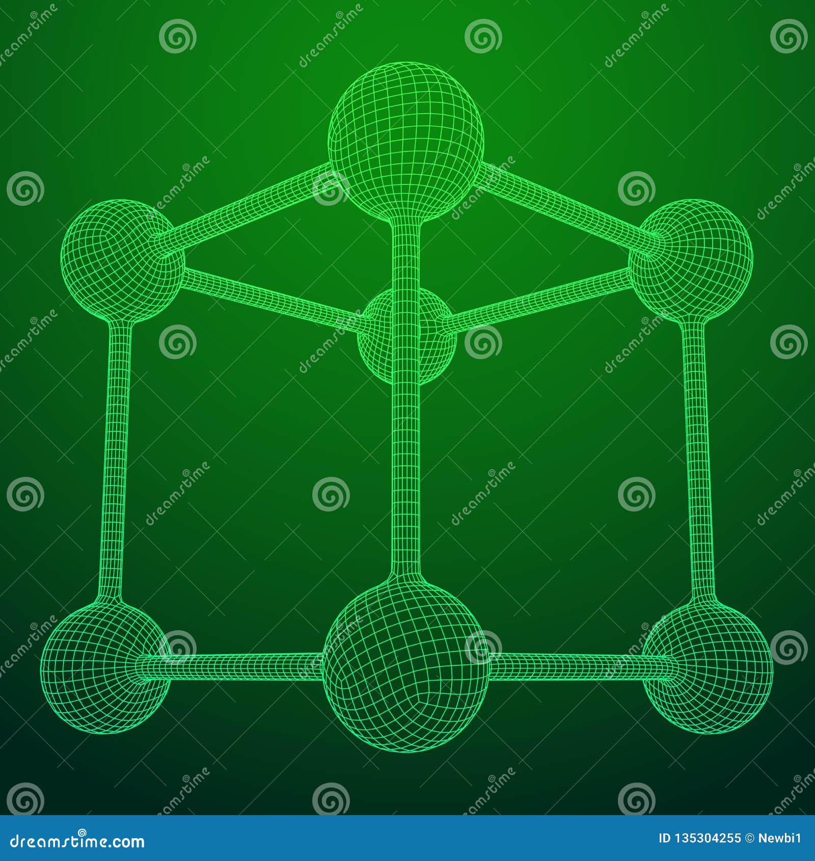 Wireframe Mesh Molecule stock vector. Illustration of molecule - 135304255