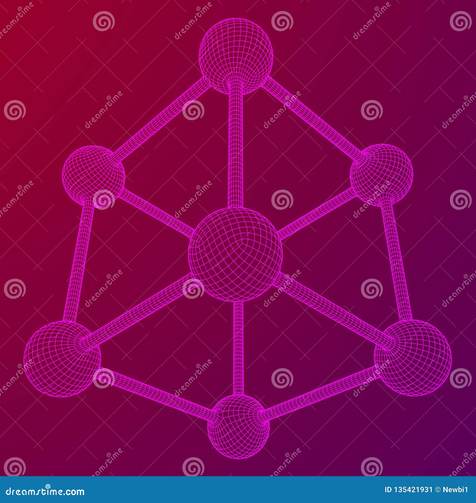 Wireframe Mesh Molecule stock vector. Illustration of medical - 135421931
