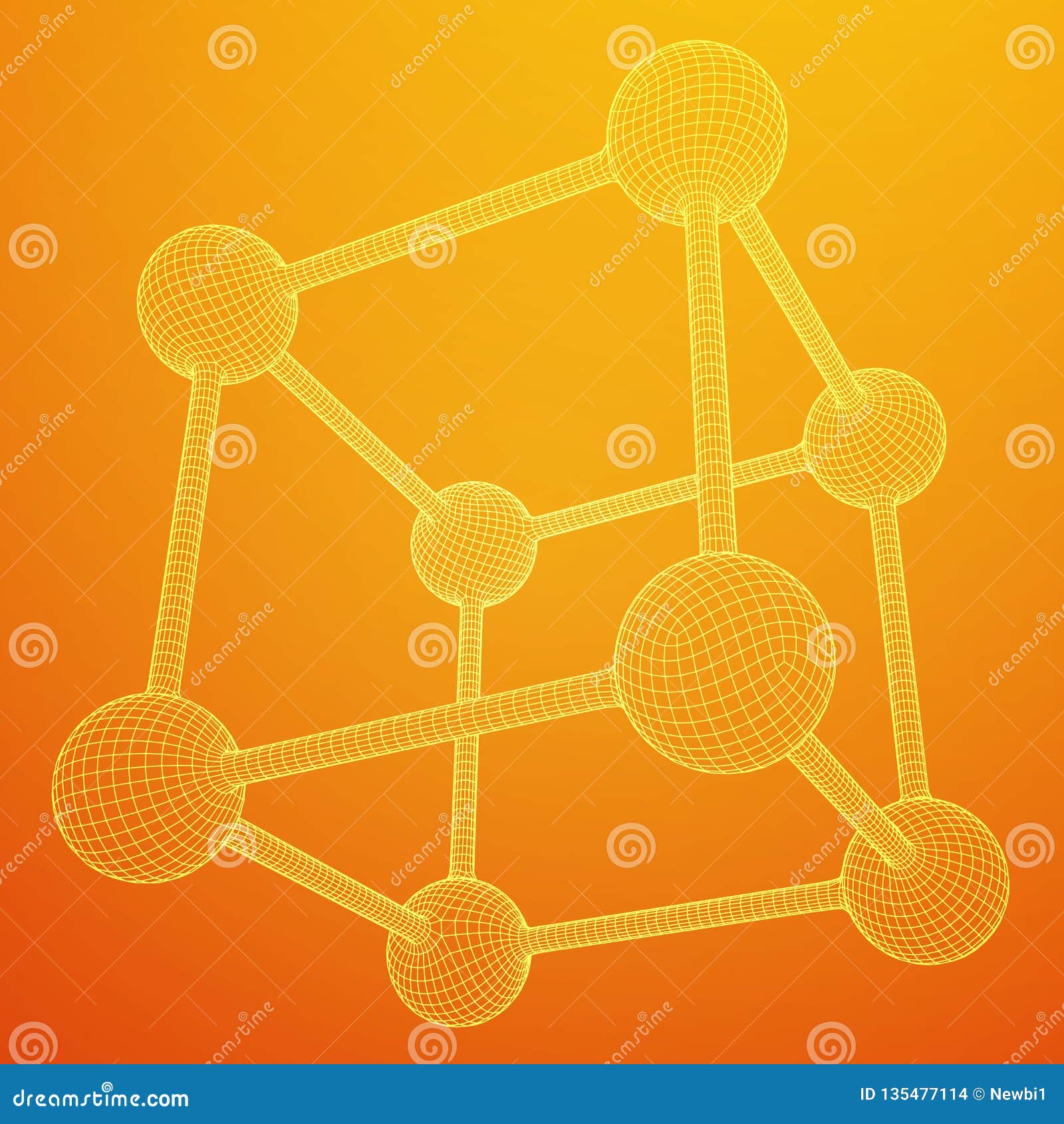 Wireframe Mesh Molecule stock vector. Illustration of life - 135477114