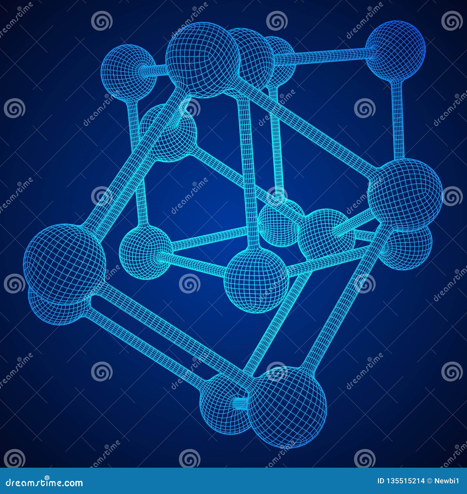 Wireframe Mesh Molecule stock vector. Illustration of molecule - 135515214