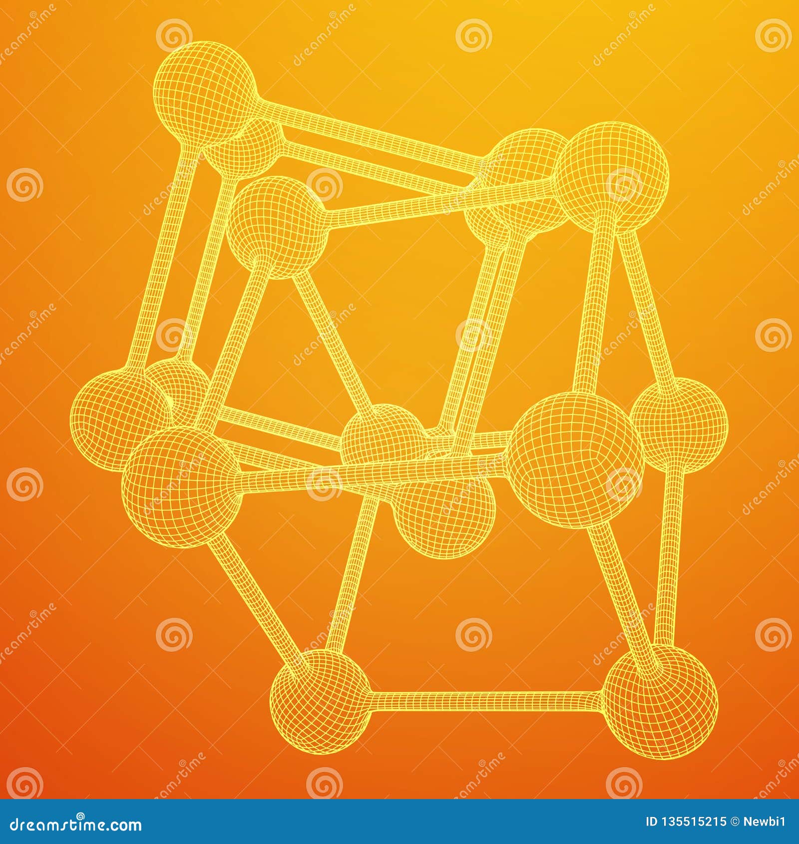 Wireframe Mesh Molecule stock vector. Illustration of chemistry - 135515215