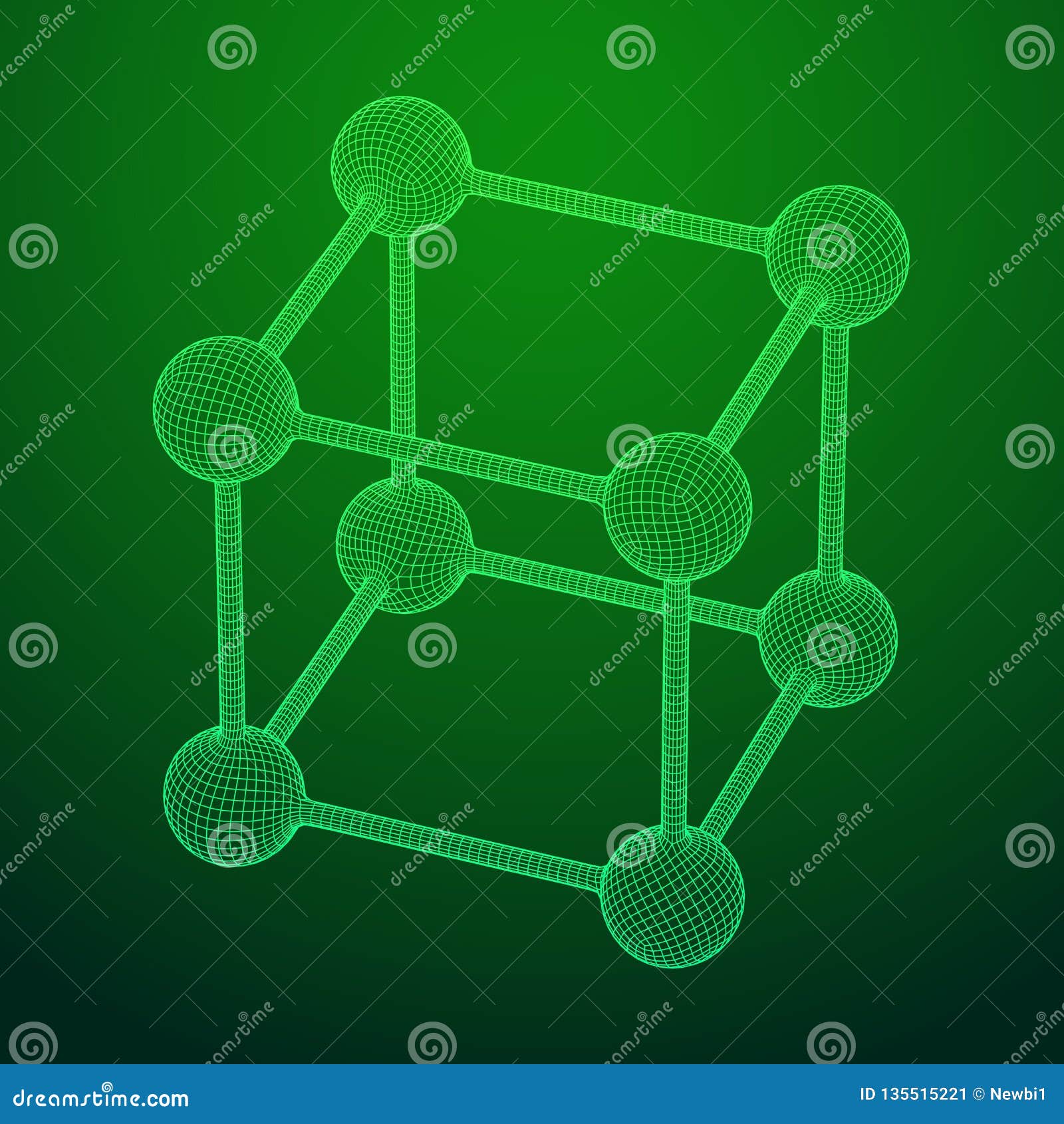 Wireframe Mesh Molecule stock vector. Illustration of line - 135515221