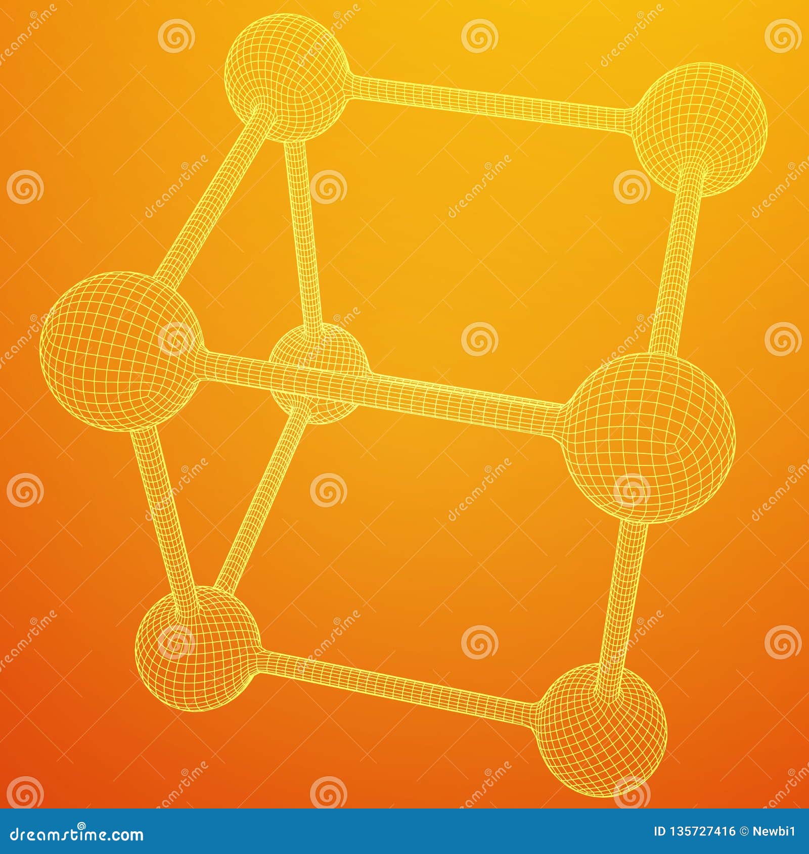 Wireframe Mesh Molecule stock vector. Illustration of biology - 135727416