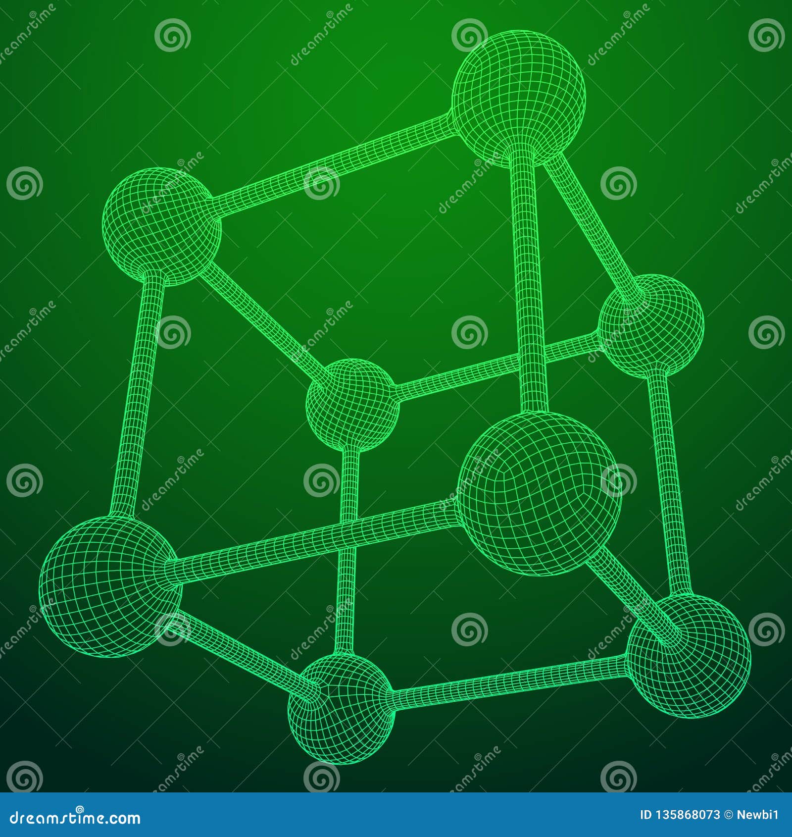 Wireframe Mesh Molecule stock vector. Illustration of genetic - 135868073