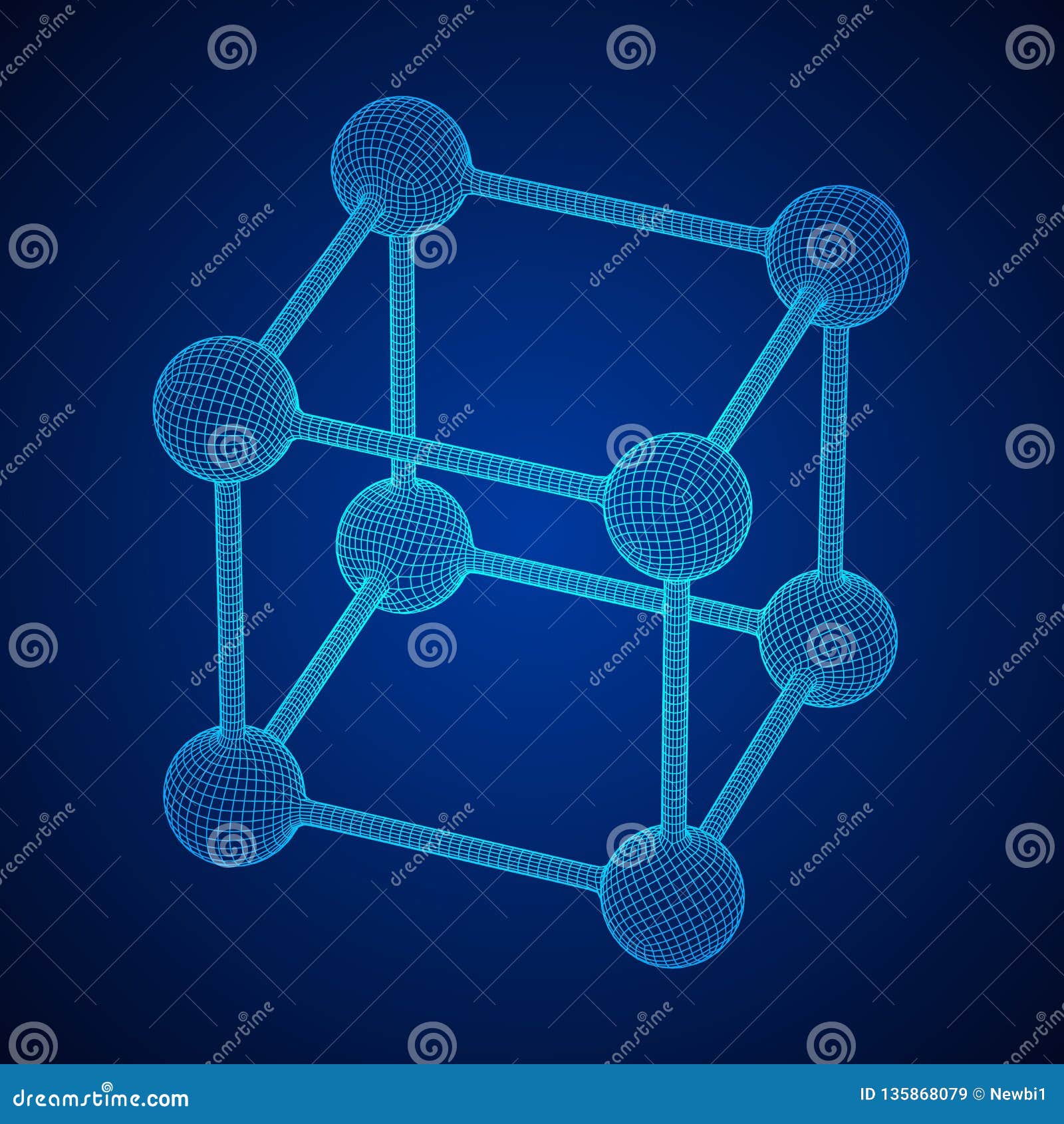 Wireframe Mesh Molecule stock vector. Illustration of concept - 135868079