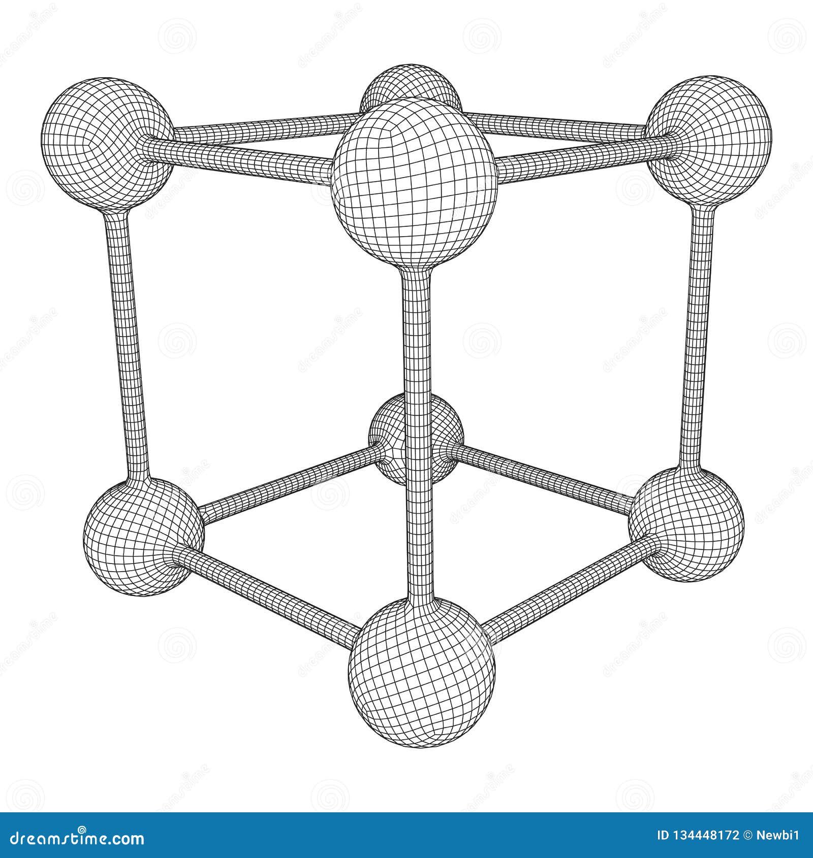 Wireframe Mesh Molecule stock vector. Illustration of atom - 134448172