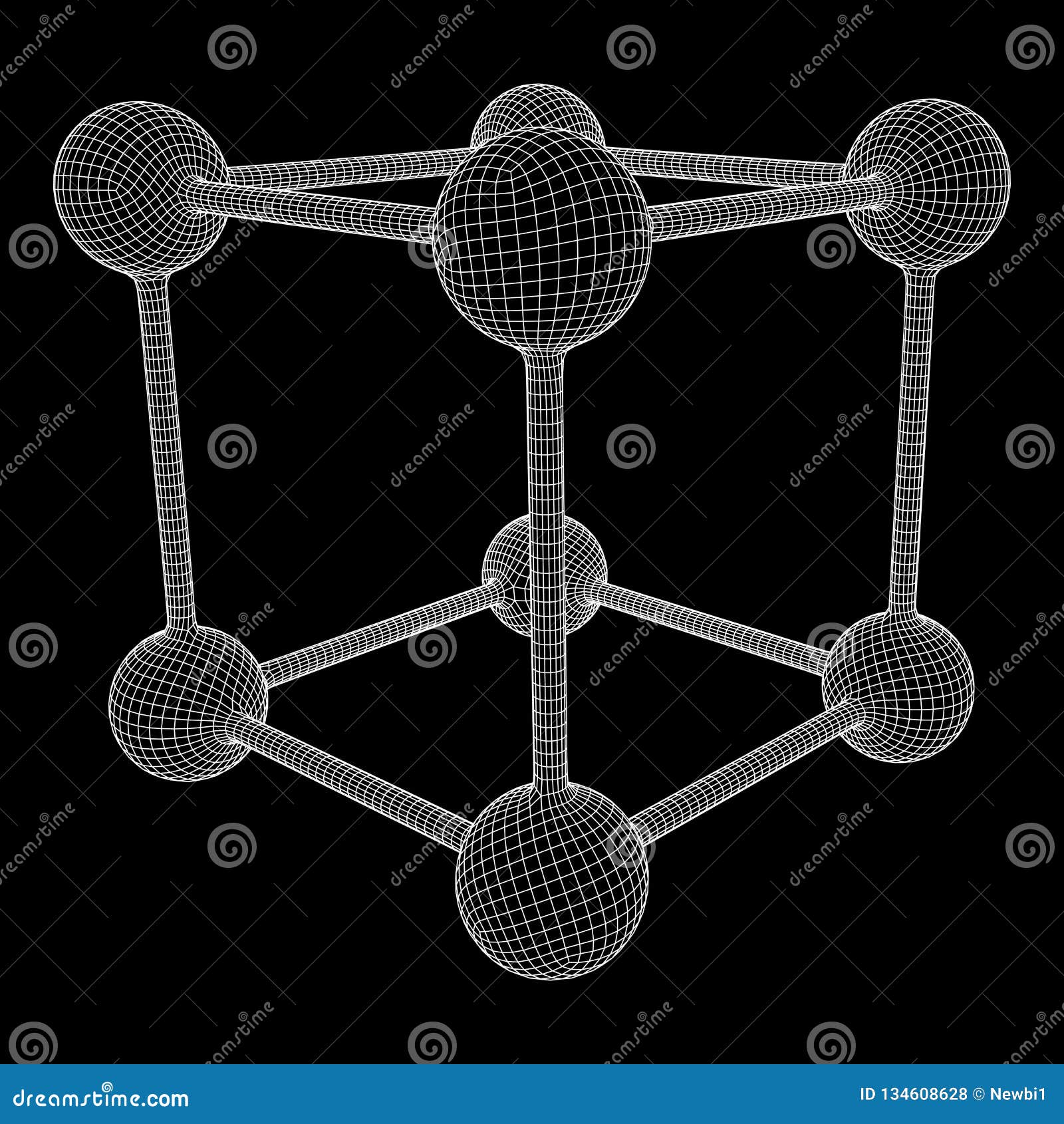 Wireframe Mesh Molecule stock vector. Illustration of medicine - 134608628