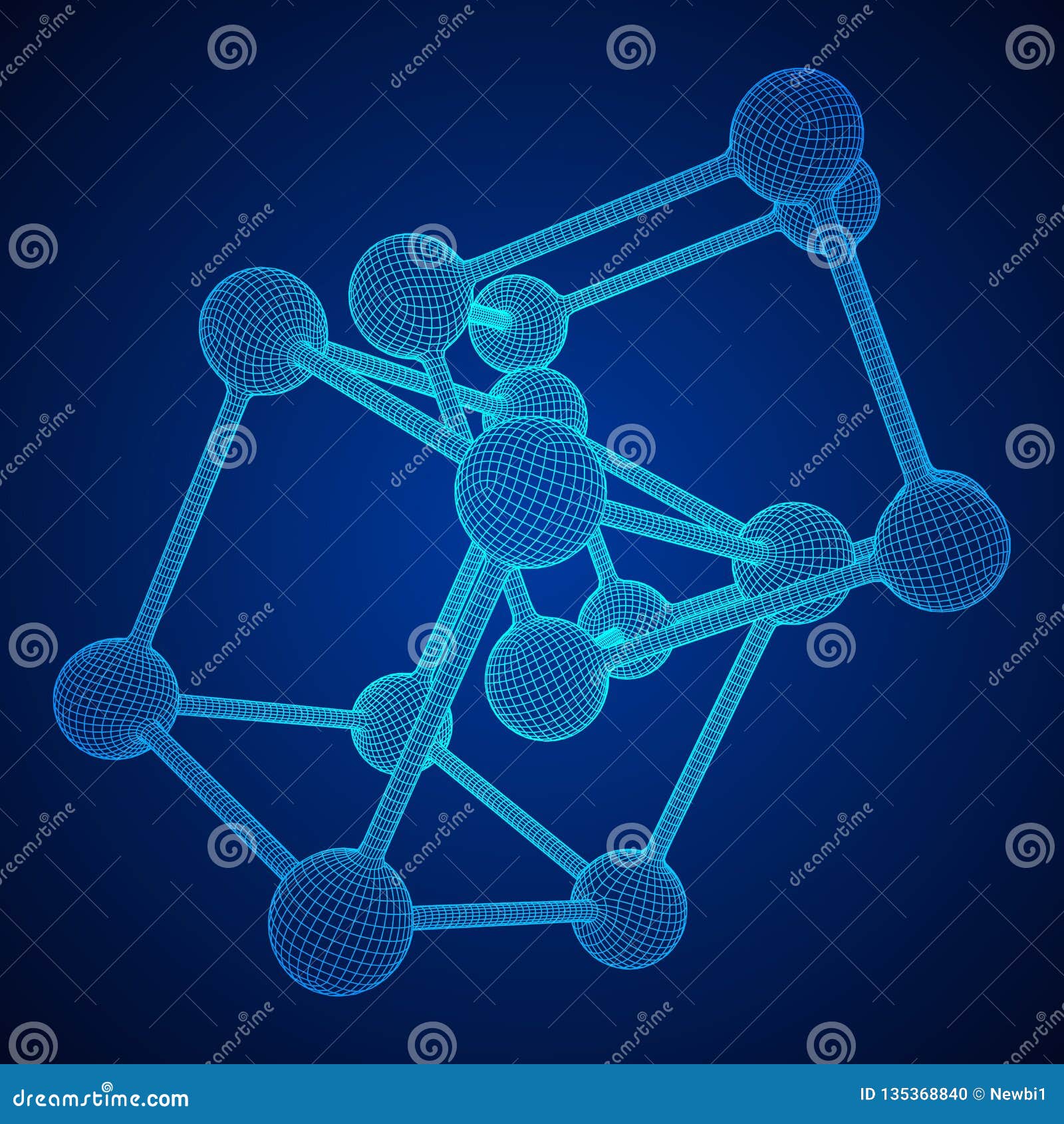Wireframe Mesh Molecule stock vector. Illustration of biology - 135368840