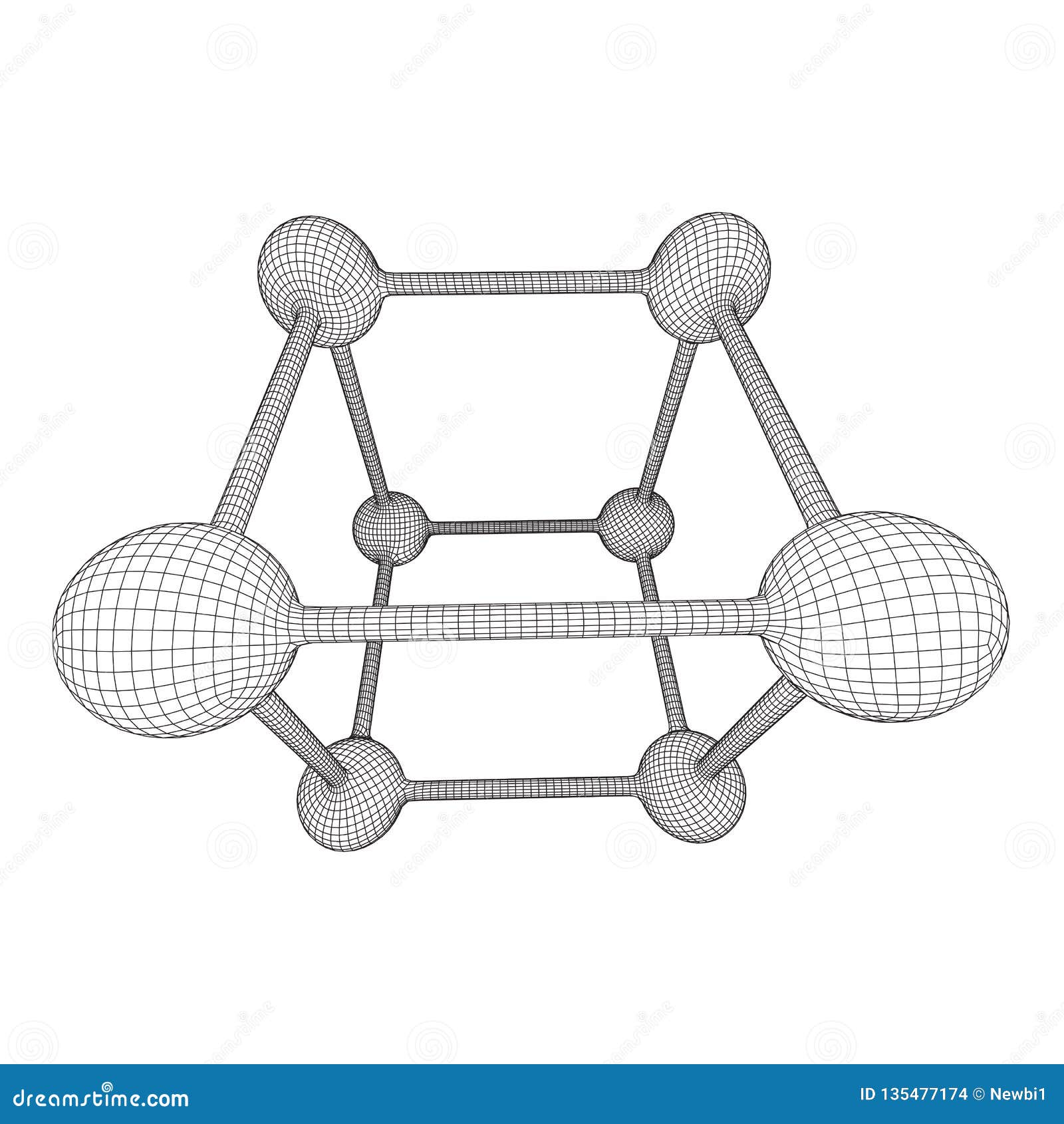 Wireframe Mesh Molecule stock vector. Illustration of molecule - 135477174