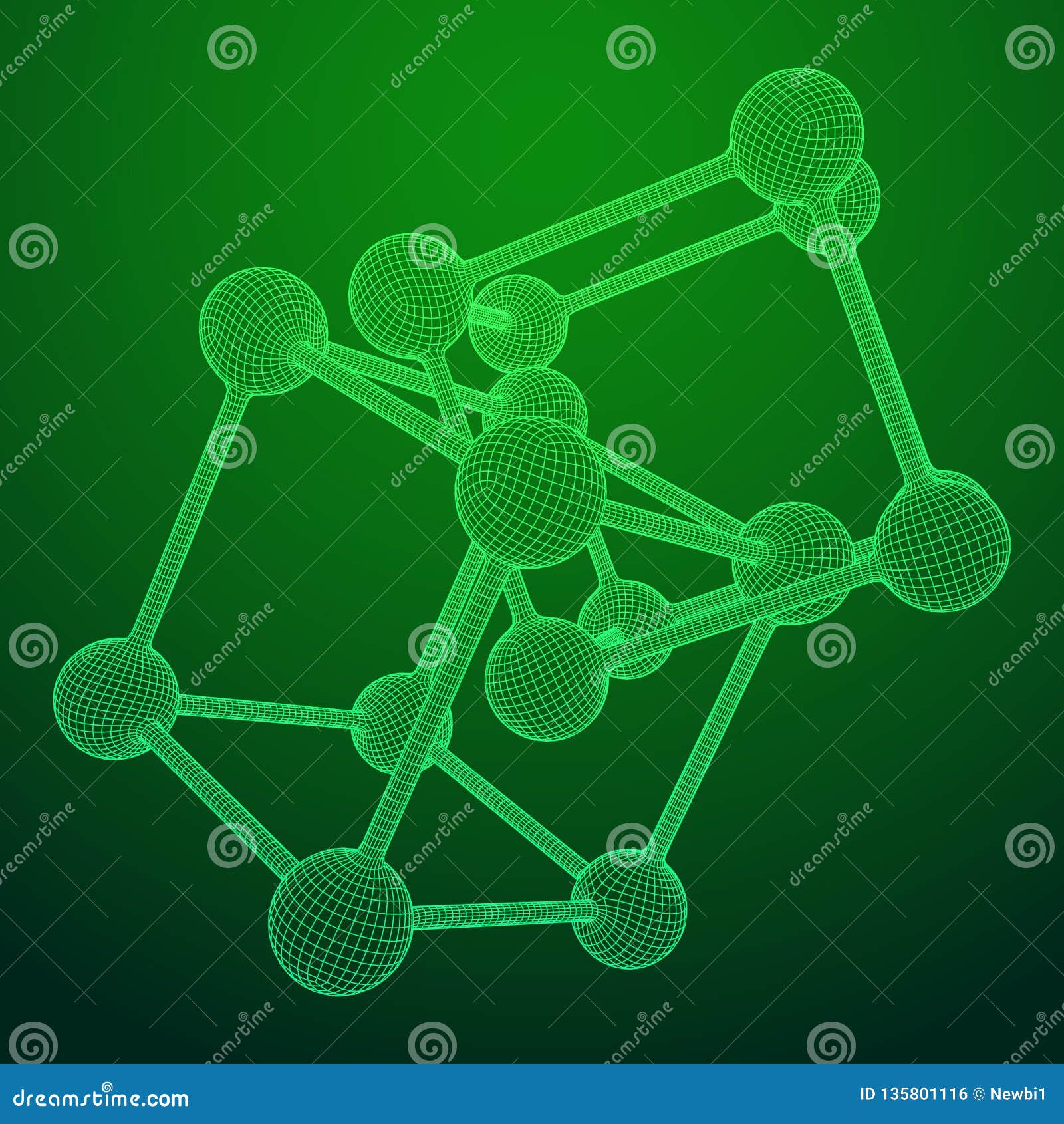 Wireframe Mesh Molecule stock vector. Illustration of grid - 135801116