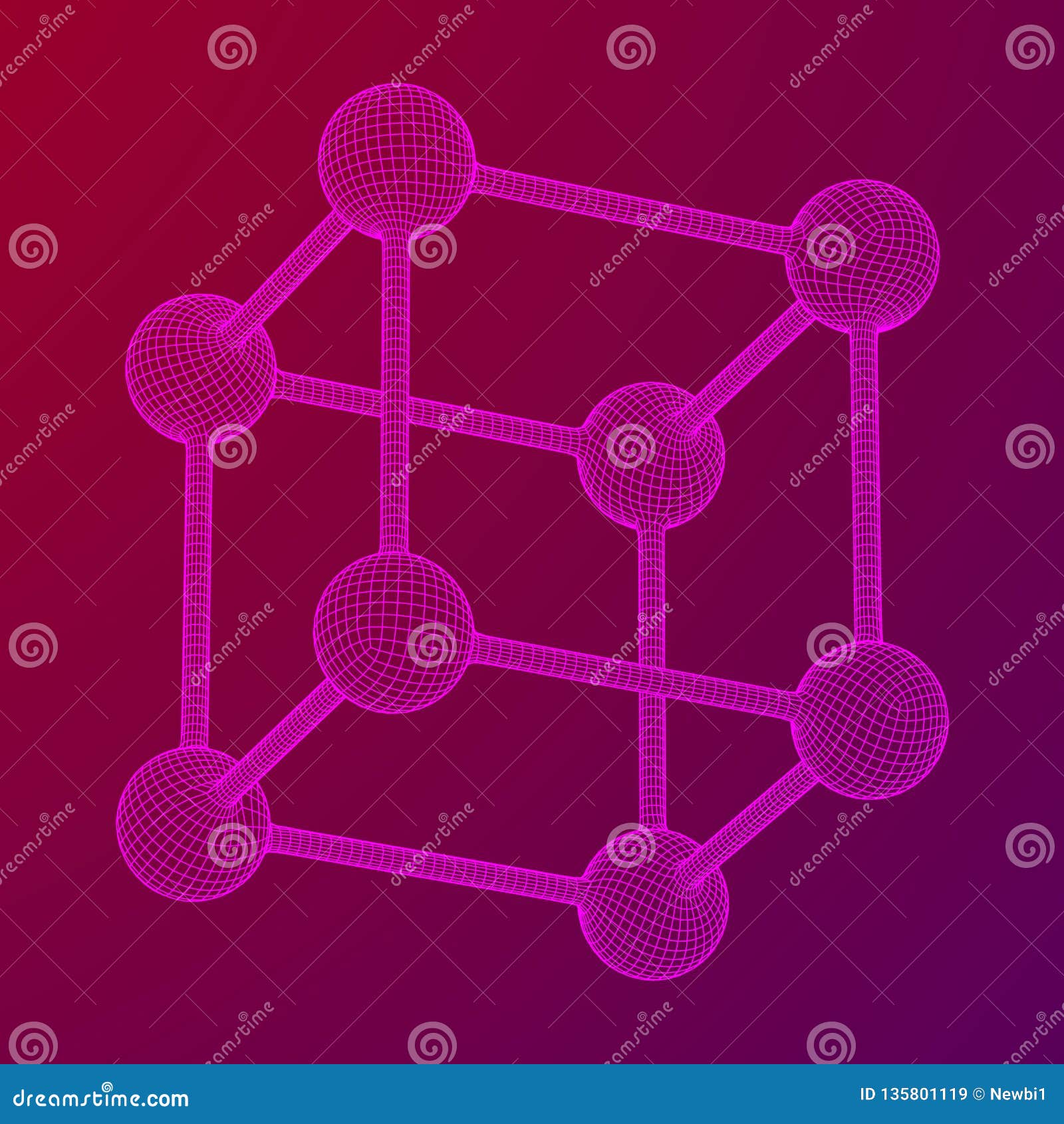Wireframe Mesh Molecule stock vector. Illustration of line - 135801119