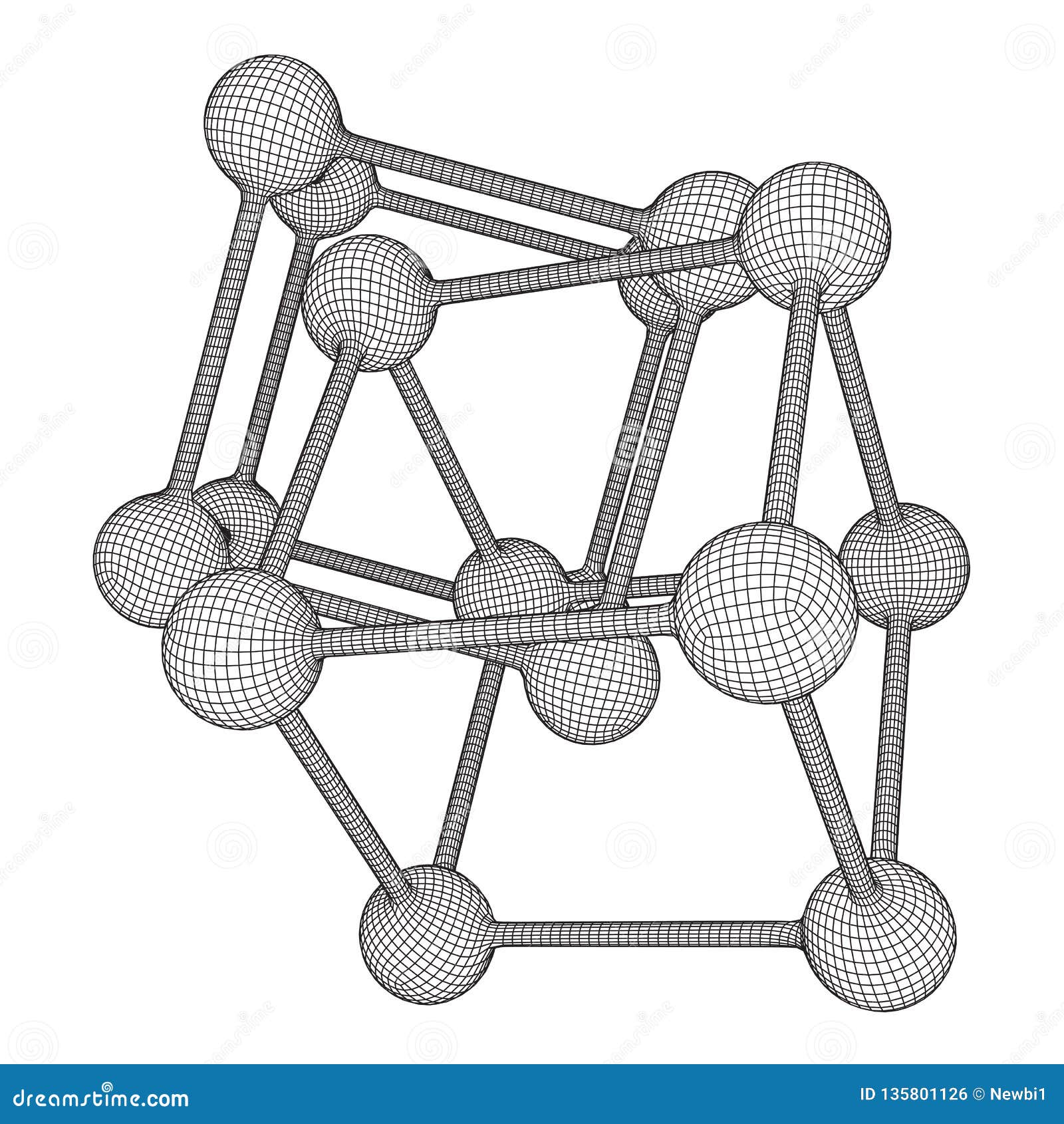 Wireframe Mesh Molecule stock vector. Illustration of molecule - 135801126