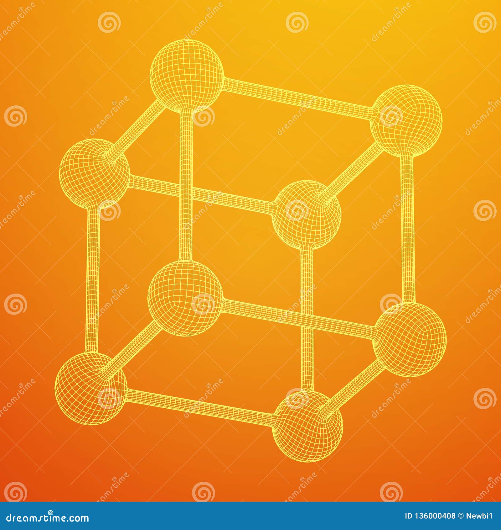 Wireframe Mesh Molecule stock vector. Illustration of model - 136000408