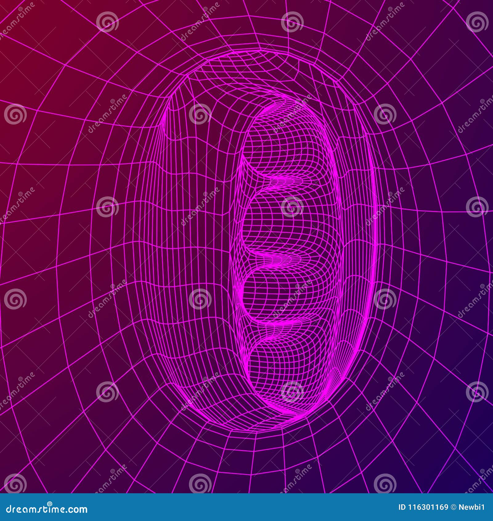 Wireframe Mesh Organic Tube Stock Vector - Illustration of geometric ...