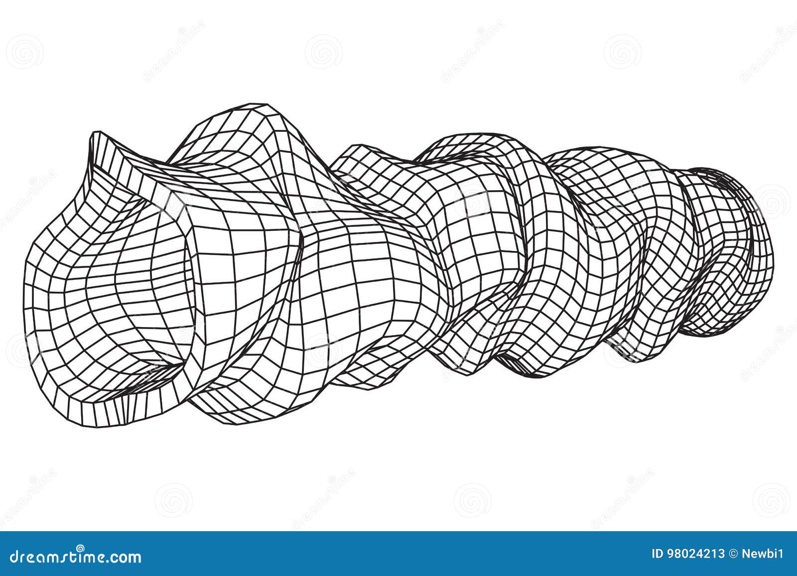 Wireframe Mesh Organic Tube Stock Vector - Illustration of shape ...