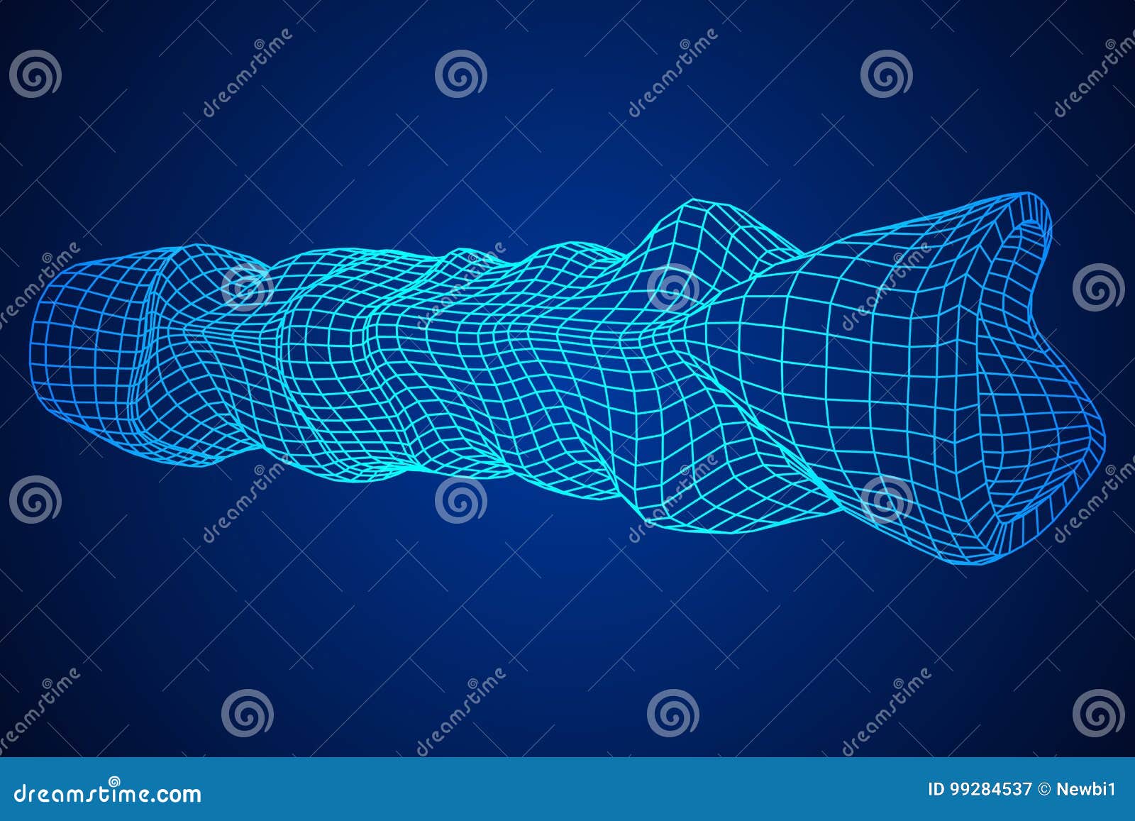 Wireframe Mesh Organic Tube Stock Vector - Illustration of fractal ...