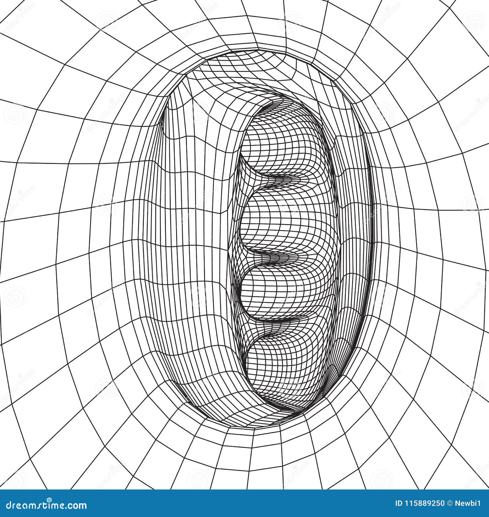 Wireframe Mesh Organic Tube Stock Vector - Illustration of particle ...