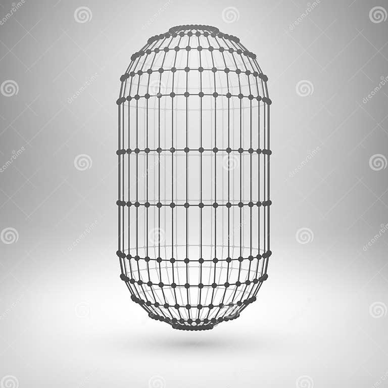 Wireframe Mesh Polygonal Capsule Stock Vector - Illustration of round ...