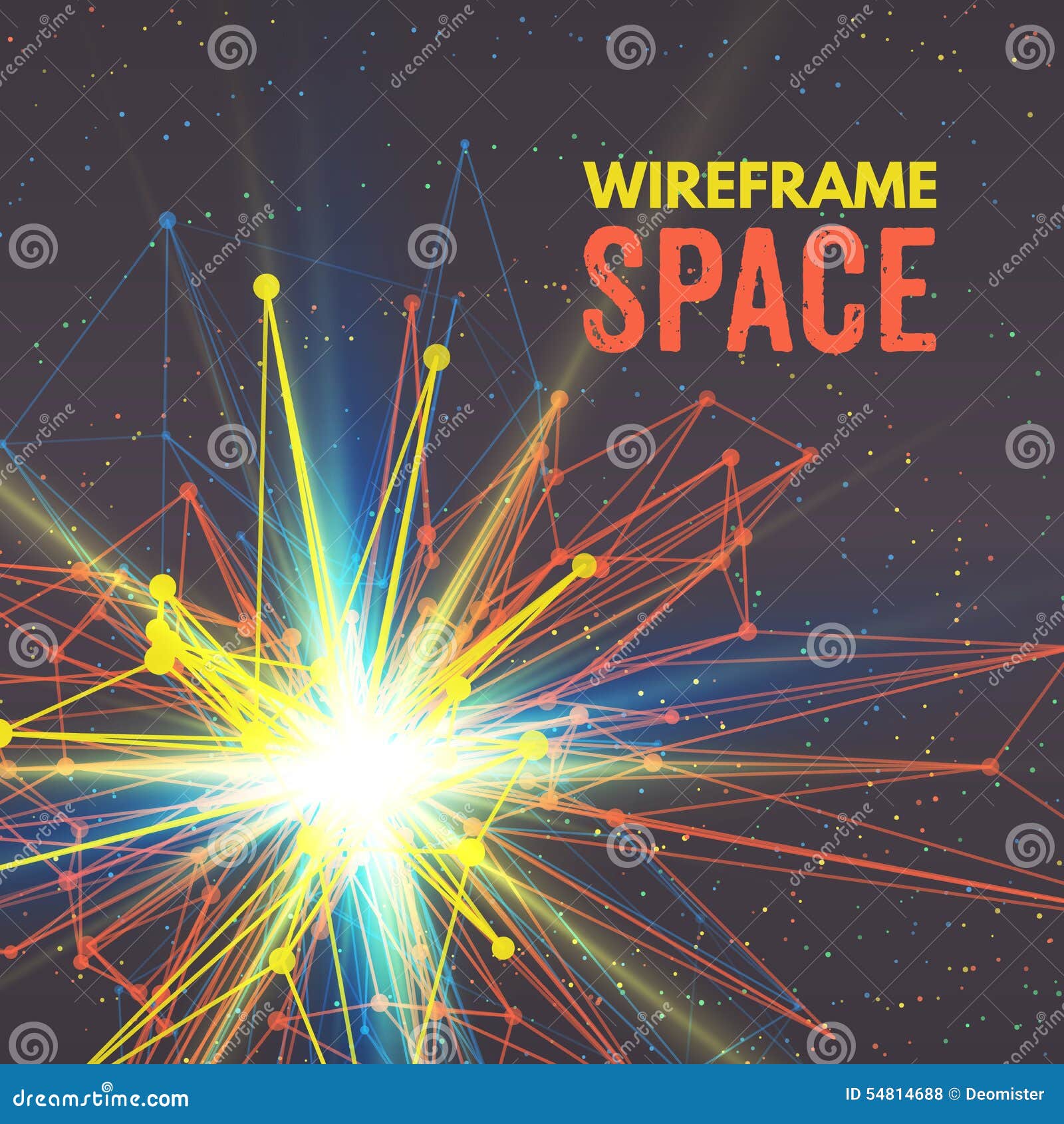 Wireframe Mesh Polygonal Element. Star with Stock Vector - Illustration ...