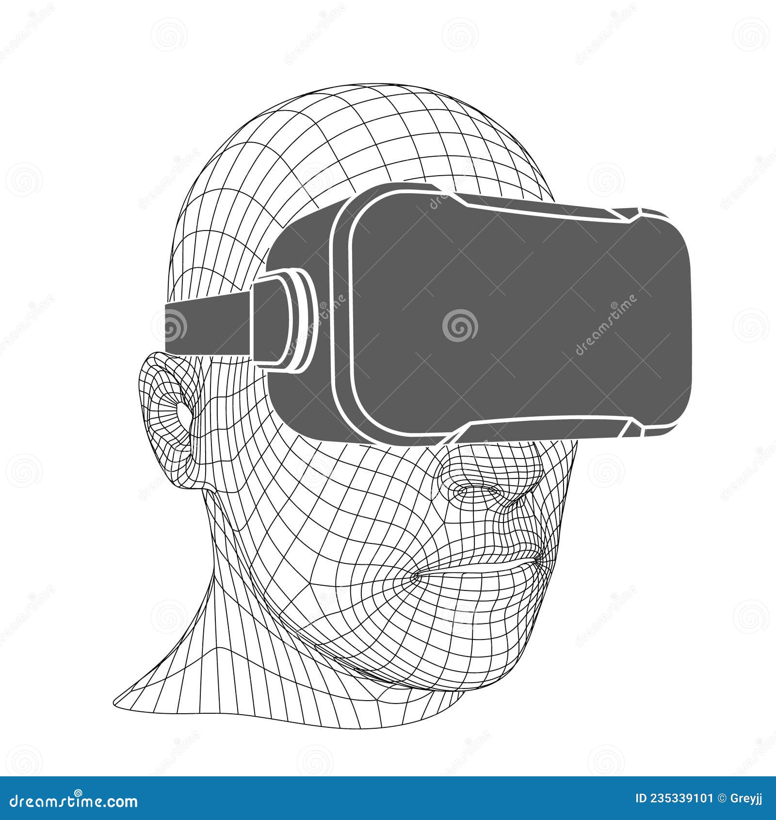 Wireframe Mesh Polygonal Head with VR Headset Stock Vector ...