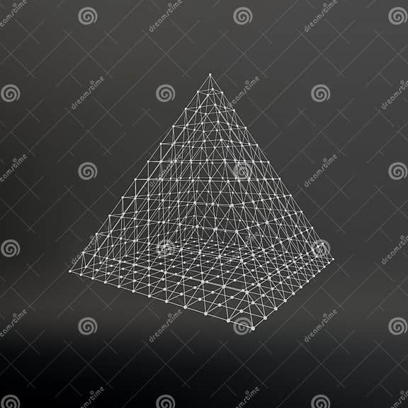 Wireframe Mesh Polygonal Pyramid. Pyramid of the Stock Vector ...