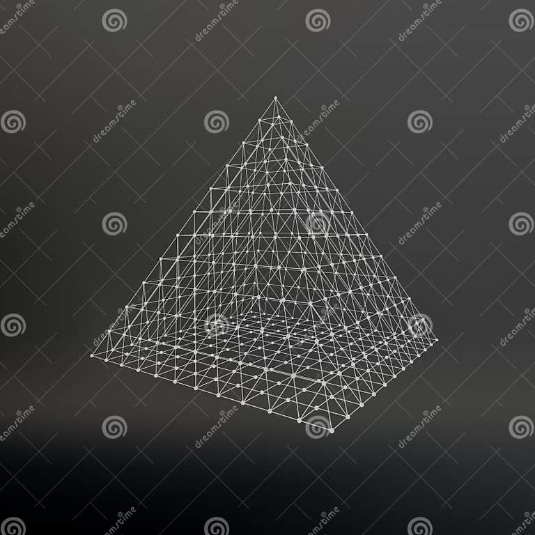 Wireframe Mesh Polygonal Pyramid. Pyramid of the Stock Vector ...