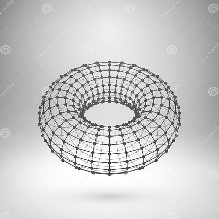 Wireframe Mesh Polygonal Torus Stock Vector - Illustration of line ...